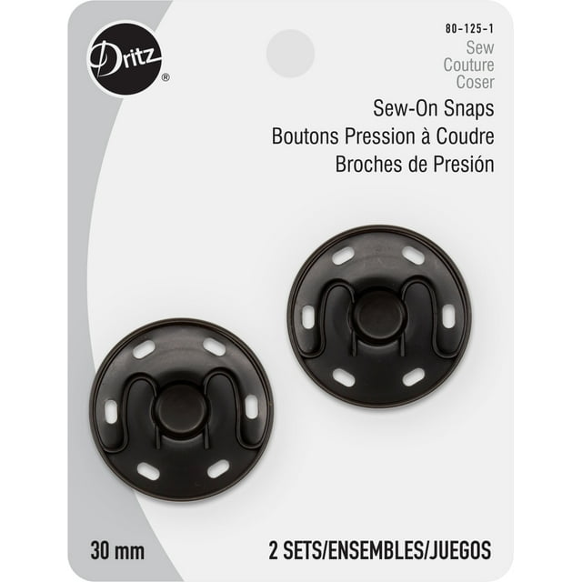 Dritz 30Mm Large Sew-On Snaps, 2 Sets, Black - Walmart.com
