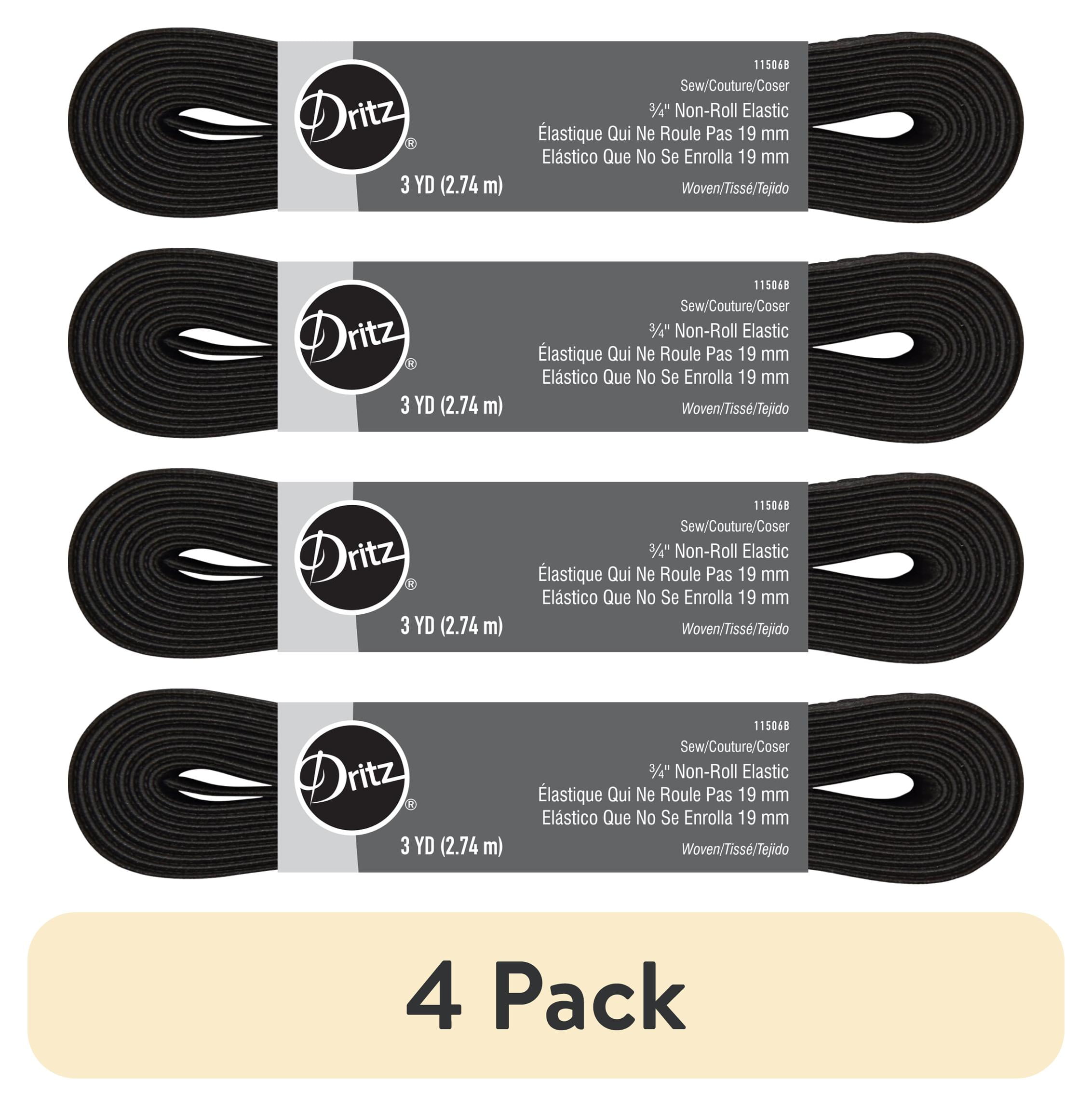 (4 pack) Dritz 3/4" Sewing & Crafting Non-Roll Elastic Black 3 Yards - Walmart.com
