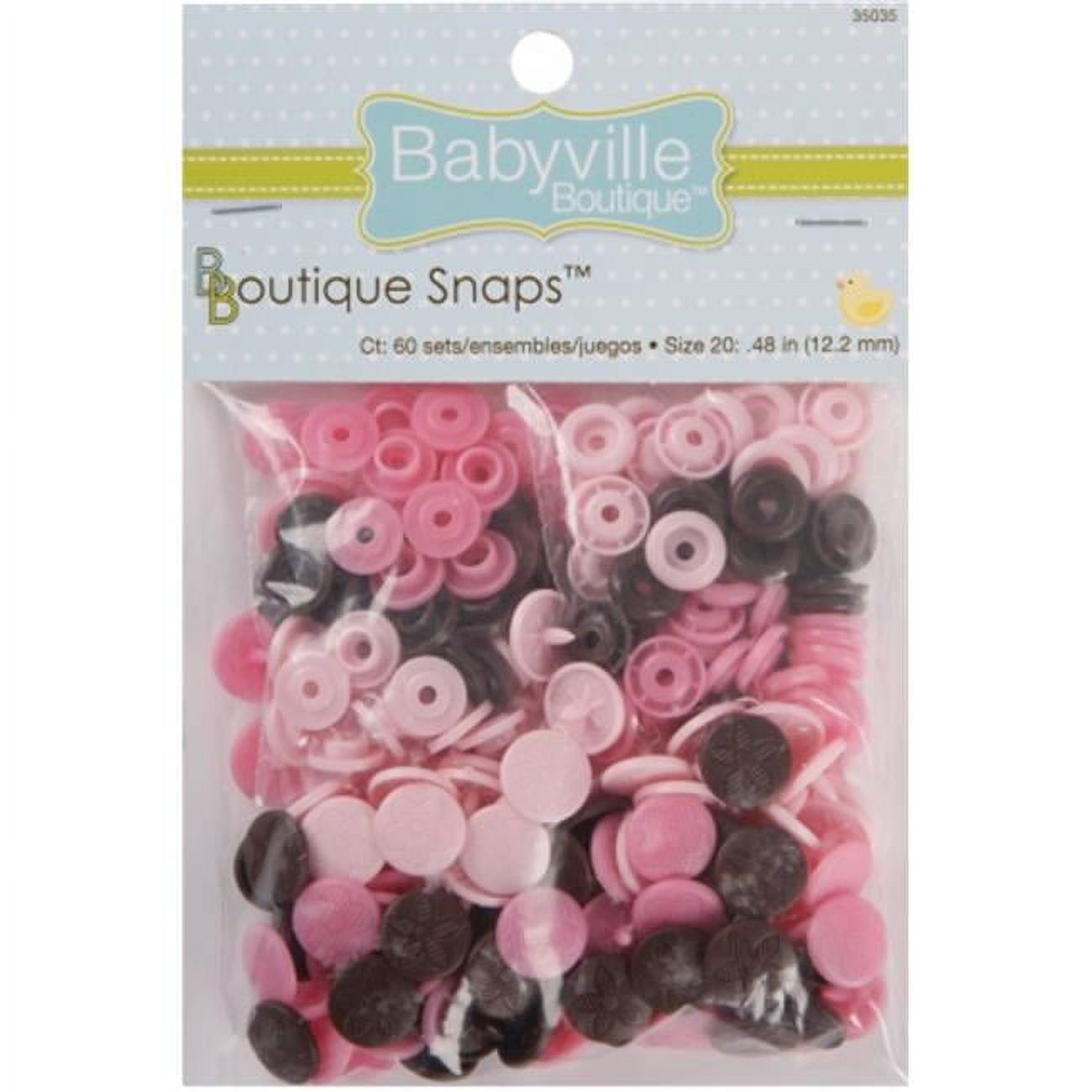Dritz 350S-35 Babyville Boutique Snaps 60-Pkg-Mod Girl Flowers- Brown ...