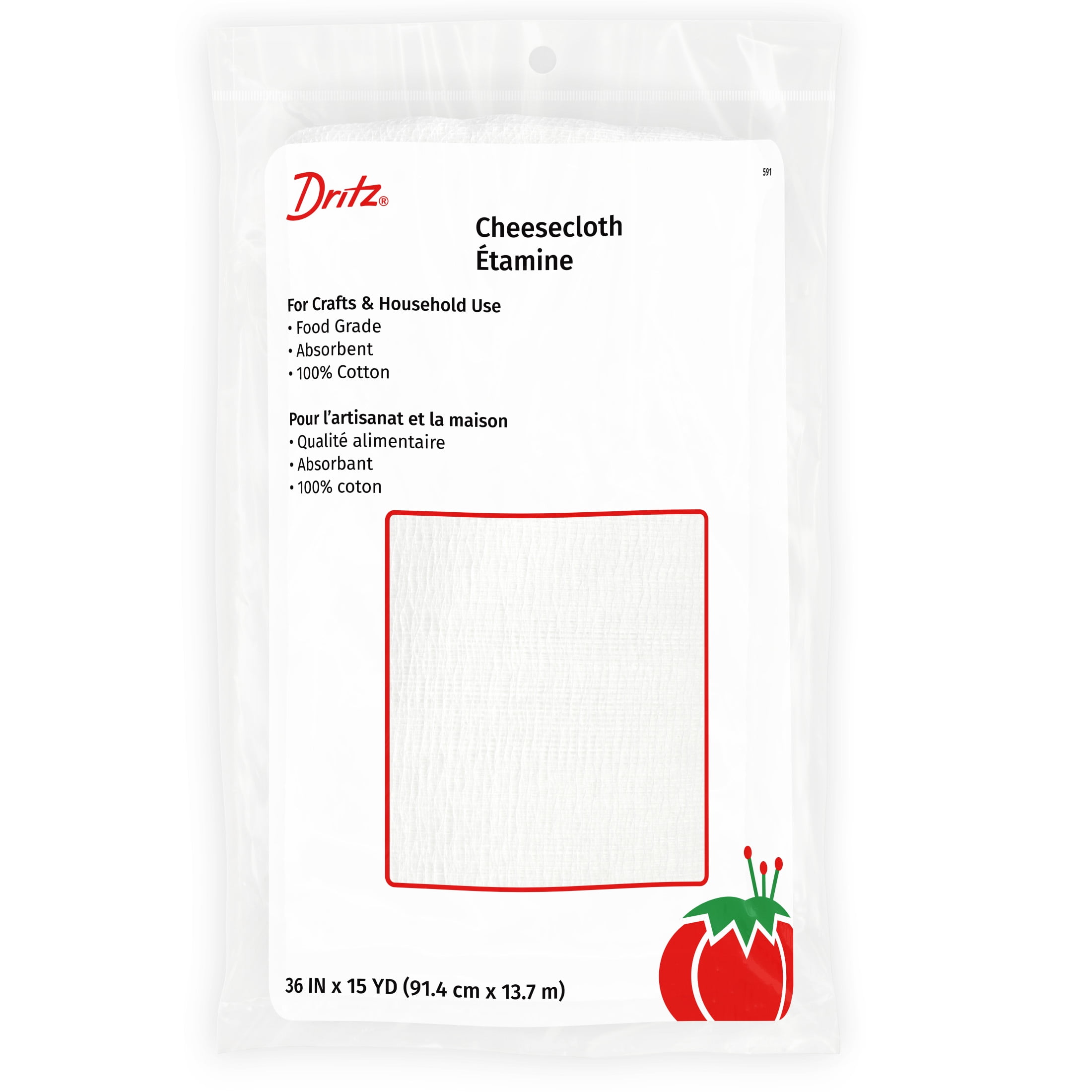 Dritz Cotton Cheesecloth, Food Grade, 36in x 15 Yards, for Crafts ...