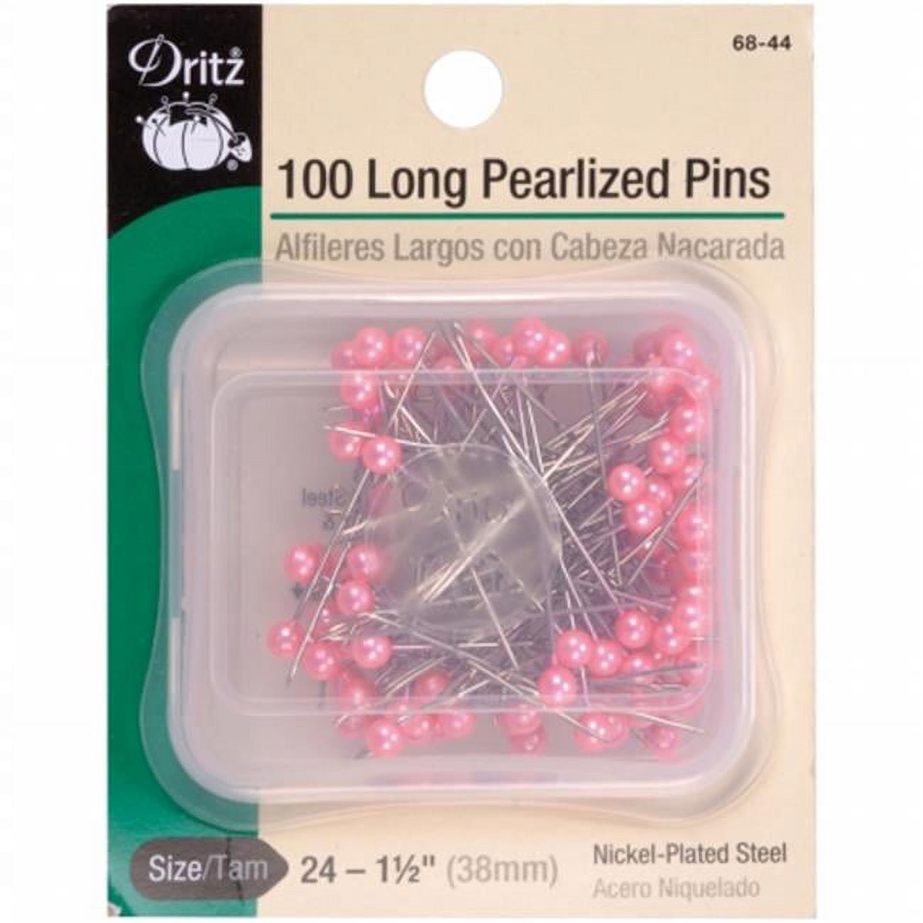 Dritz 68D-44 Long Pearlized Pins-Pink Size 24 100/Pkg - Walmart.com