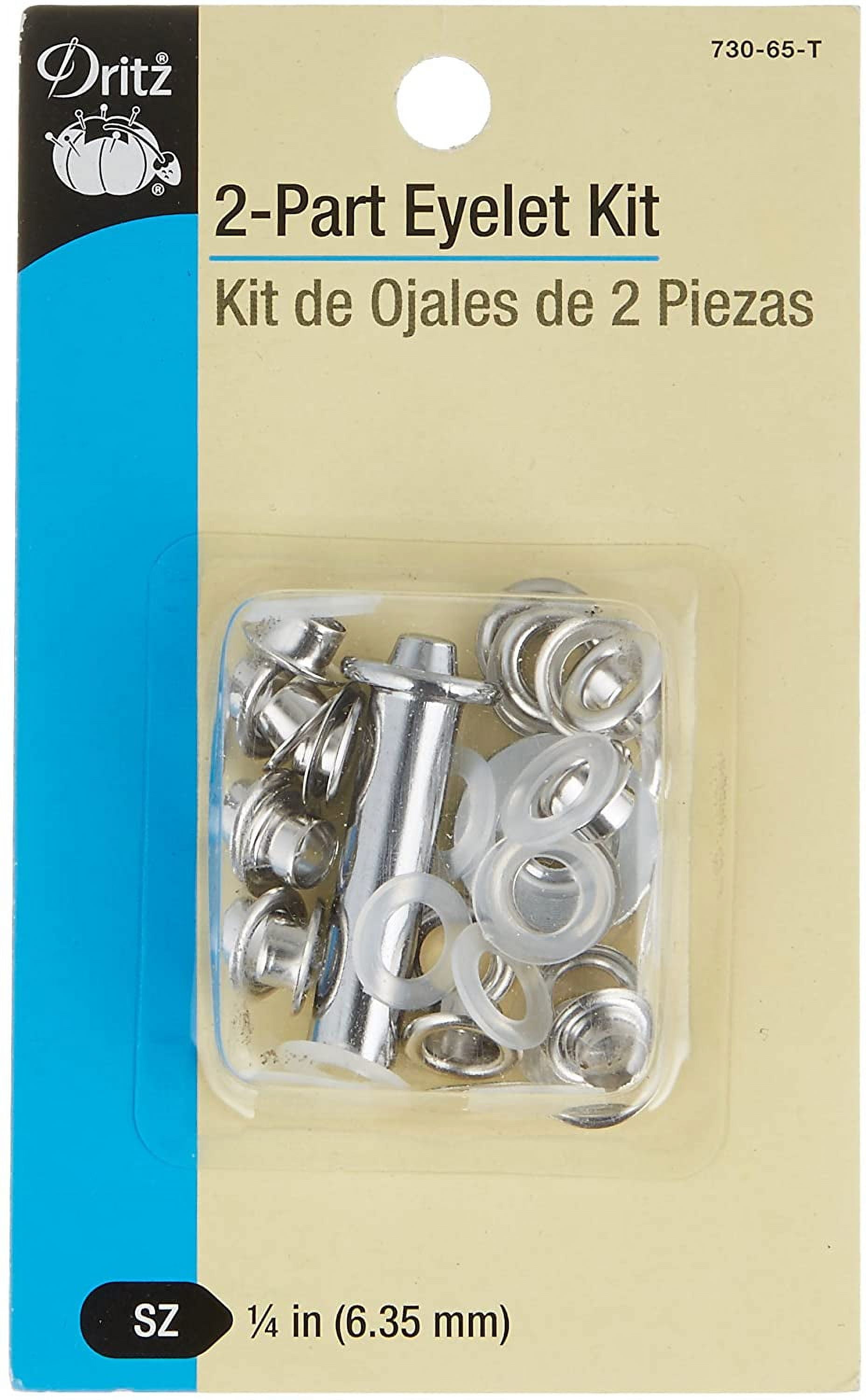 Dritz 730-65-T 2-Part Eyelets Kit with Tools, Nickel, 1/4-Inch 15-Count ...