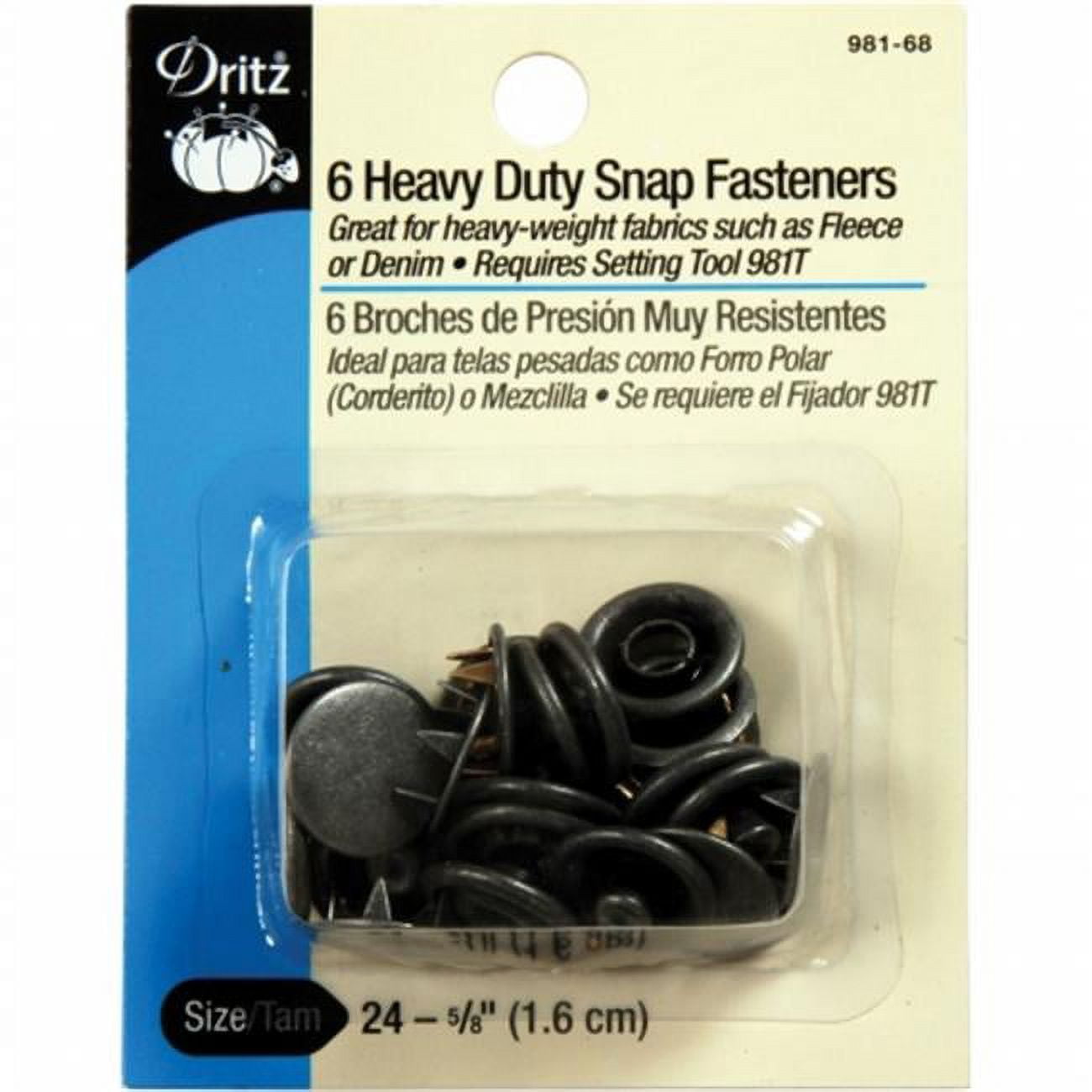 Heavy-Duty Snap Fasteners 5/8" 6/Pkg-Antique Silver, Pk 3, Dritz ...