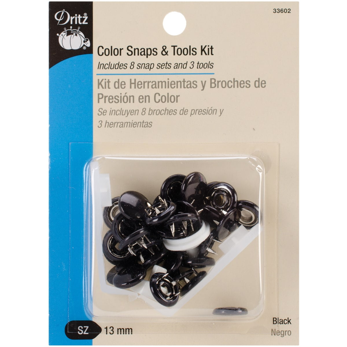 Dritz Color Snaps & Tools 1/2" 8 Sets-Black - Walmart.com