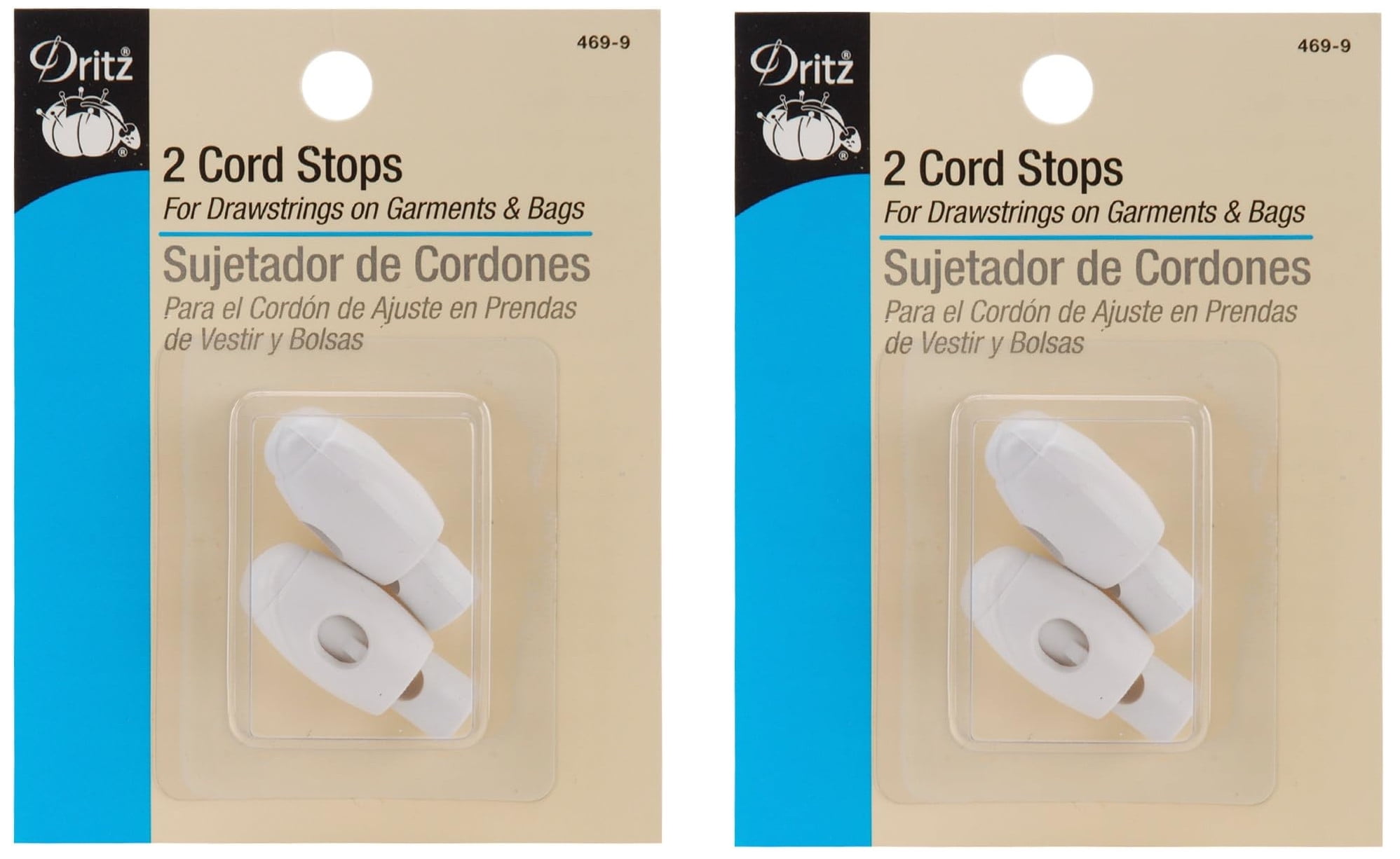 Dritz Cord Stops 1-1/4 inch 2/Pkg, White, 2-pack (total of 4 cord stops ...