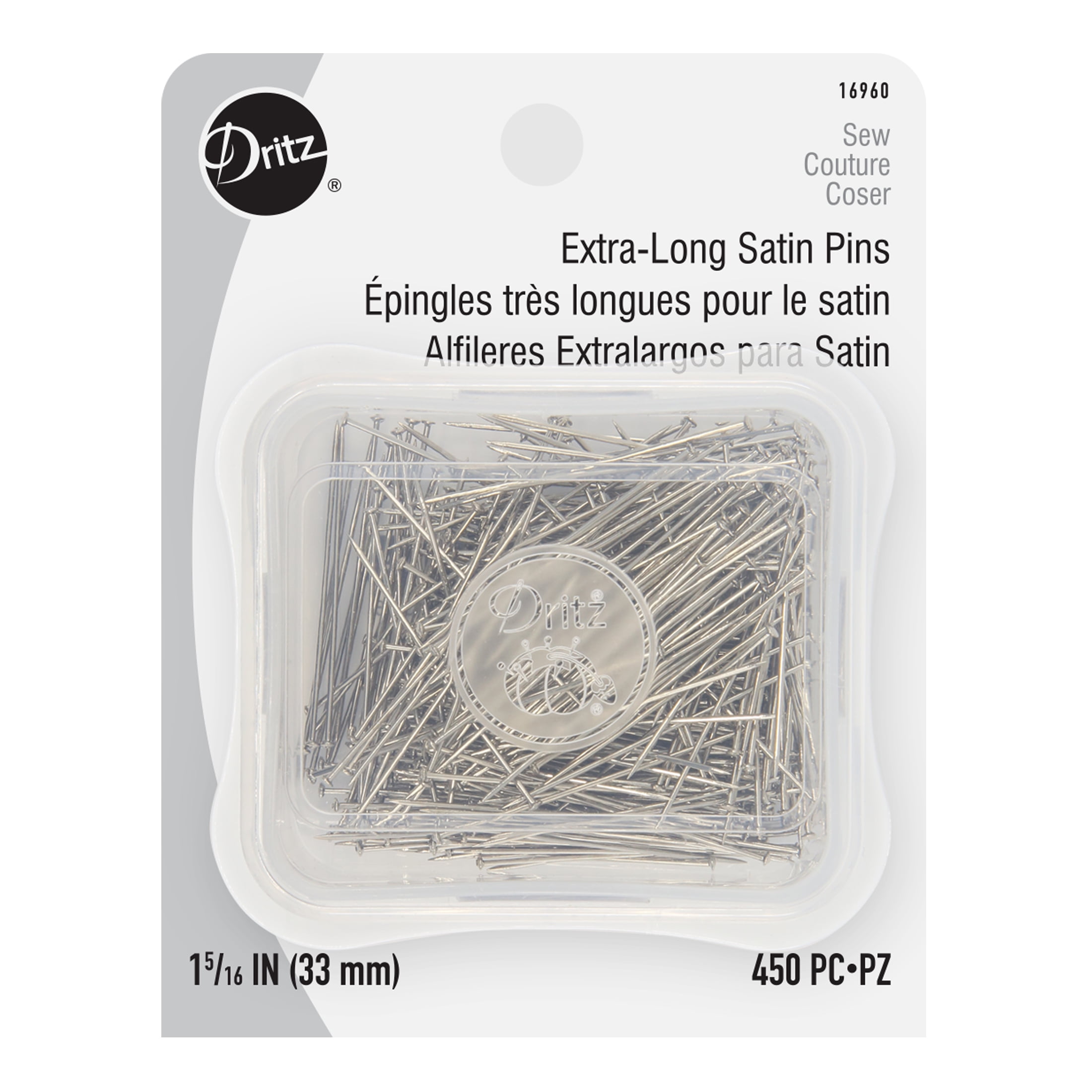 Dritz Extra-Long Satin Pins, 450 Count - Walmart.com