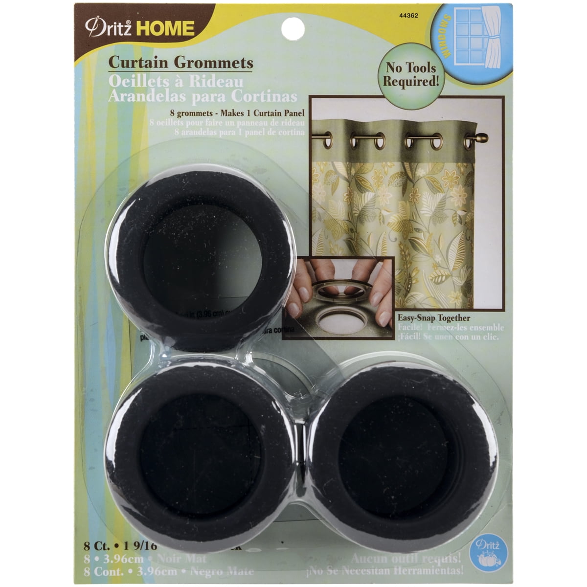Dritz Home Curtain Grommets 1-9/16" Inner Diameter Plastic-Matte Black ...