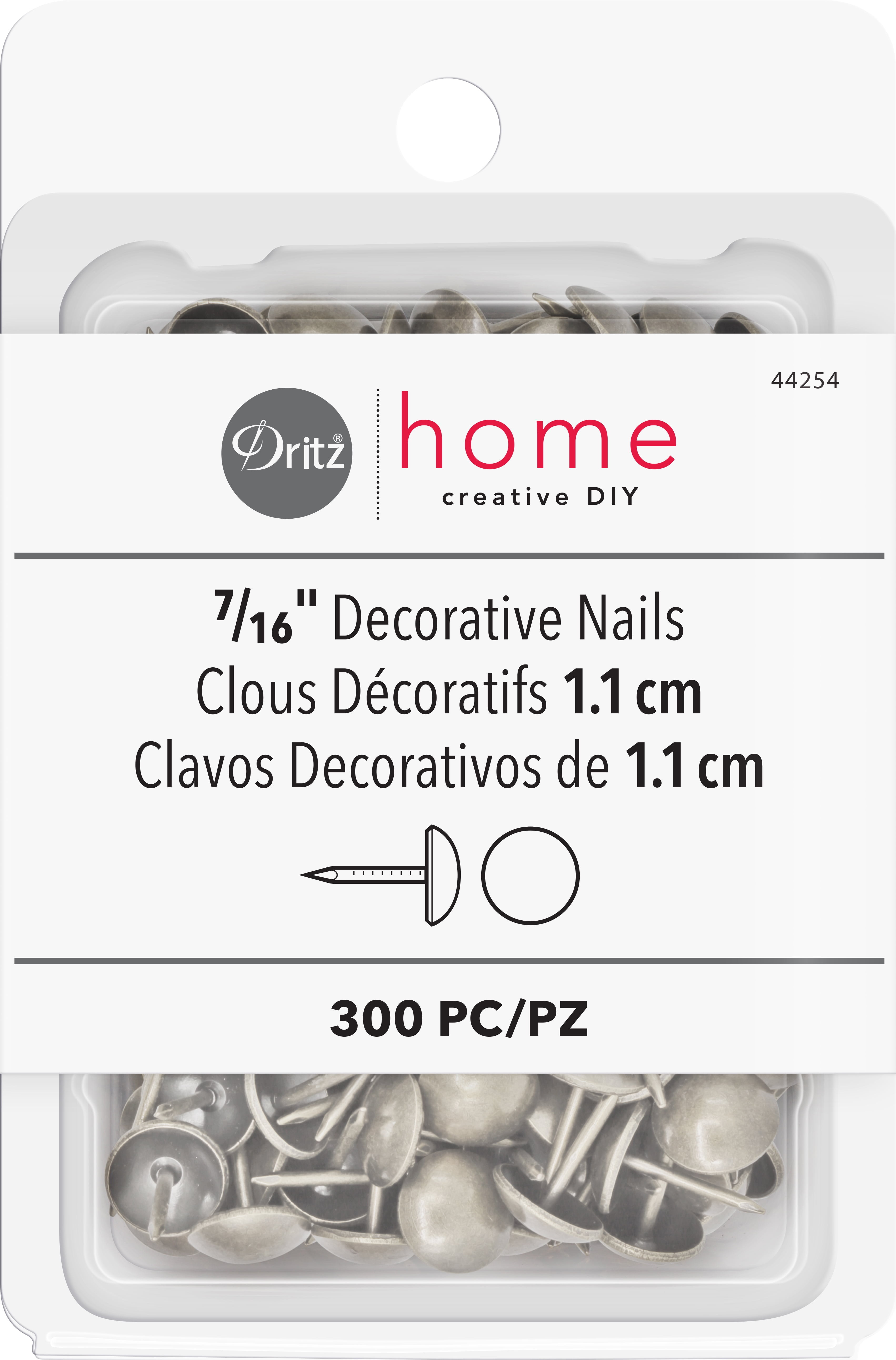 Dritz Home Decorative Nails 7/16" Smooth Slv 300pc - Walmart.com