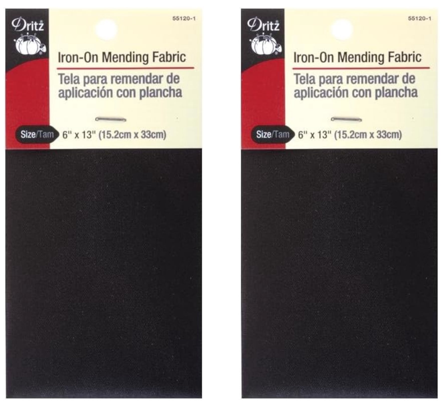 Dritz Iron-On Mending Fabric Black 6"x13", 2-pack - Walmart.com
