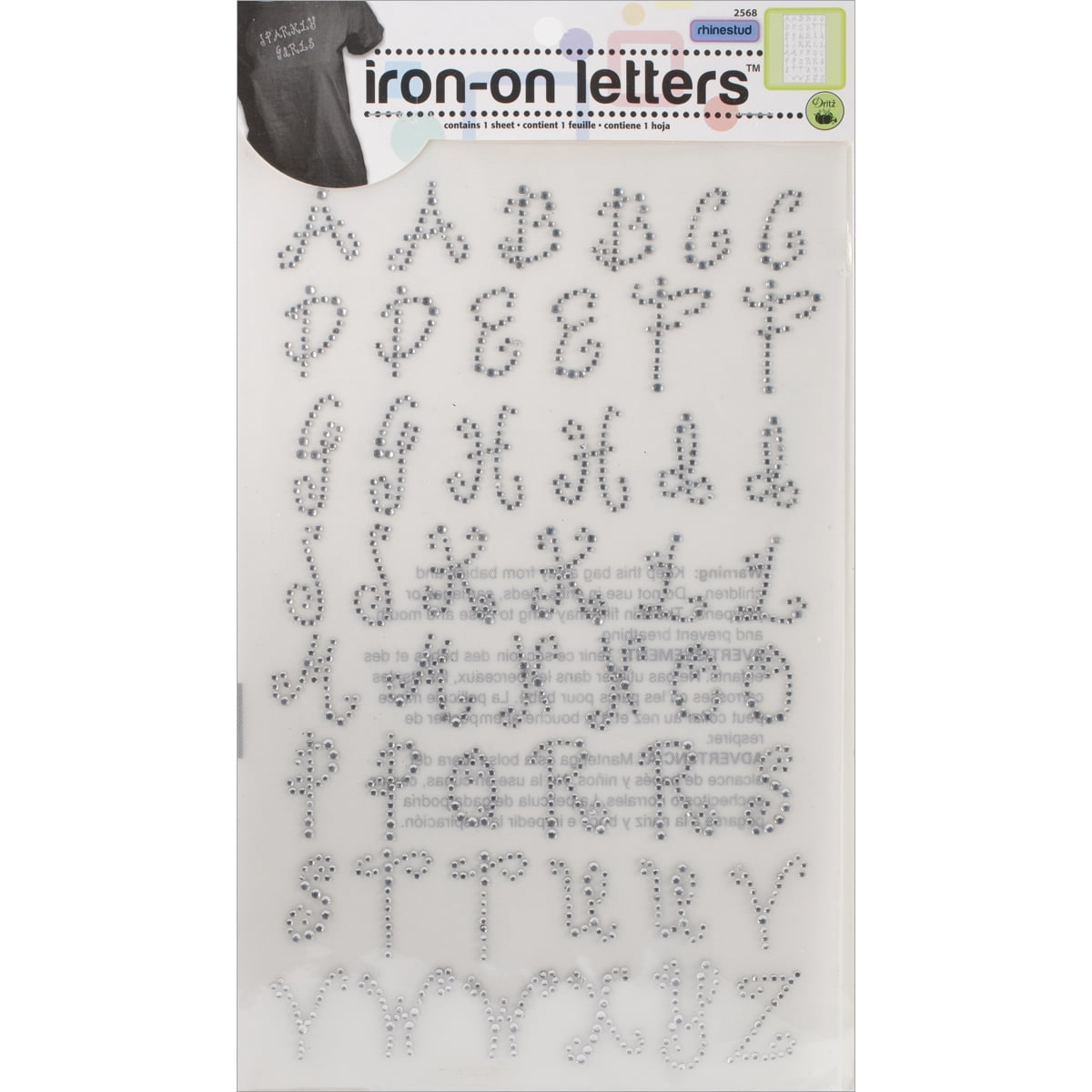 Dritz Iron-On Rhinestud Letters, 1", Curly, Crystal - Walmart.com