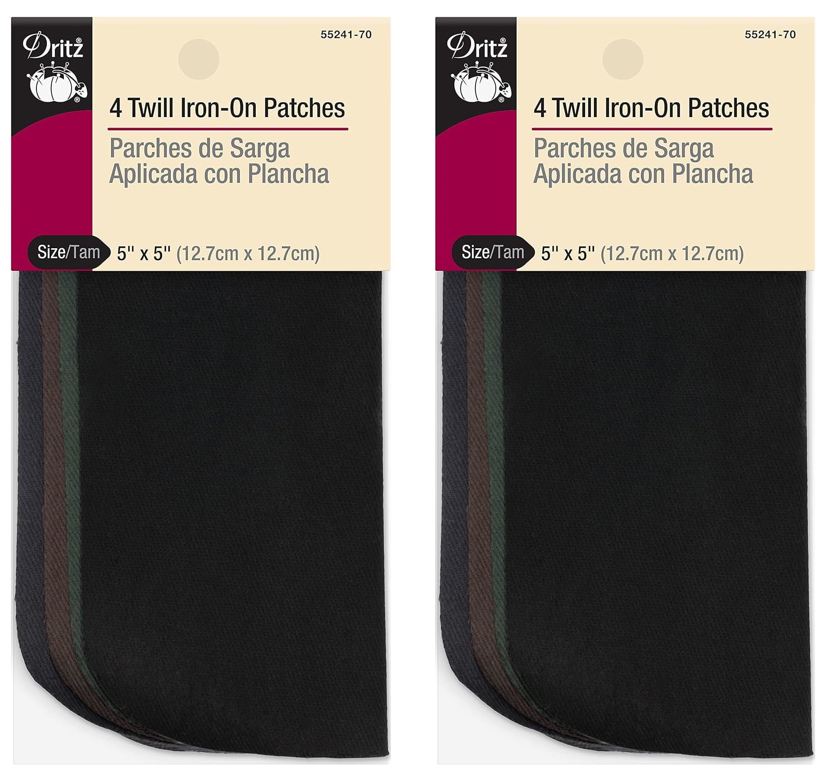 Dritz Iron-On Twill Patches 5"x5" 4/Pkg - Dark Asstmt, 2-pack - Walmart.com