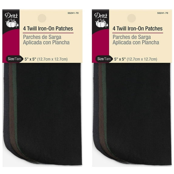 Dritz Iron-On Twill Patches 5"x5" 4/Pkg - Dark Asstmt, 2-pack - Walmart.com