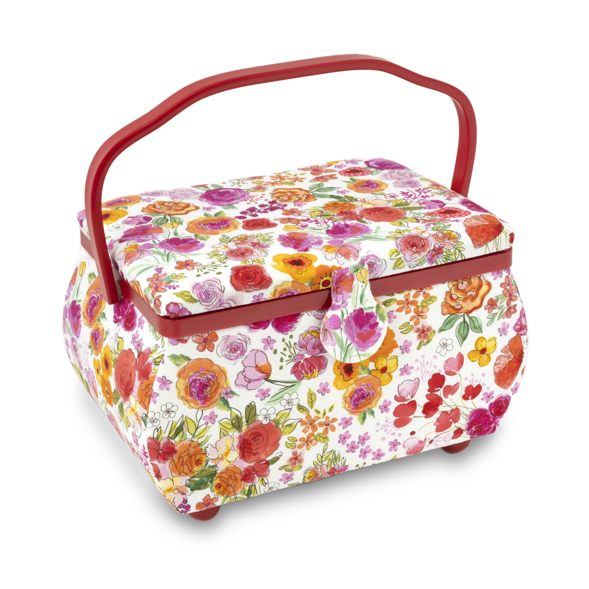Dritz Large Curved Sewing Basket, Red Floral - Walmart.com