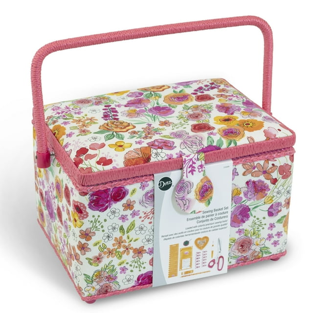 Dritz Large Sewing Basket Kit, Pink & Orange - Walmart.com
