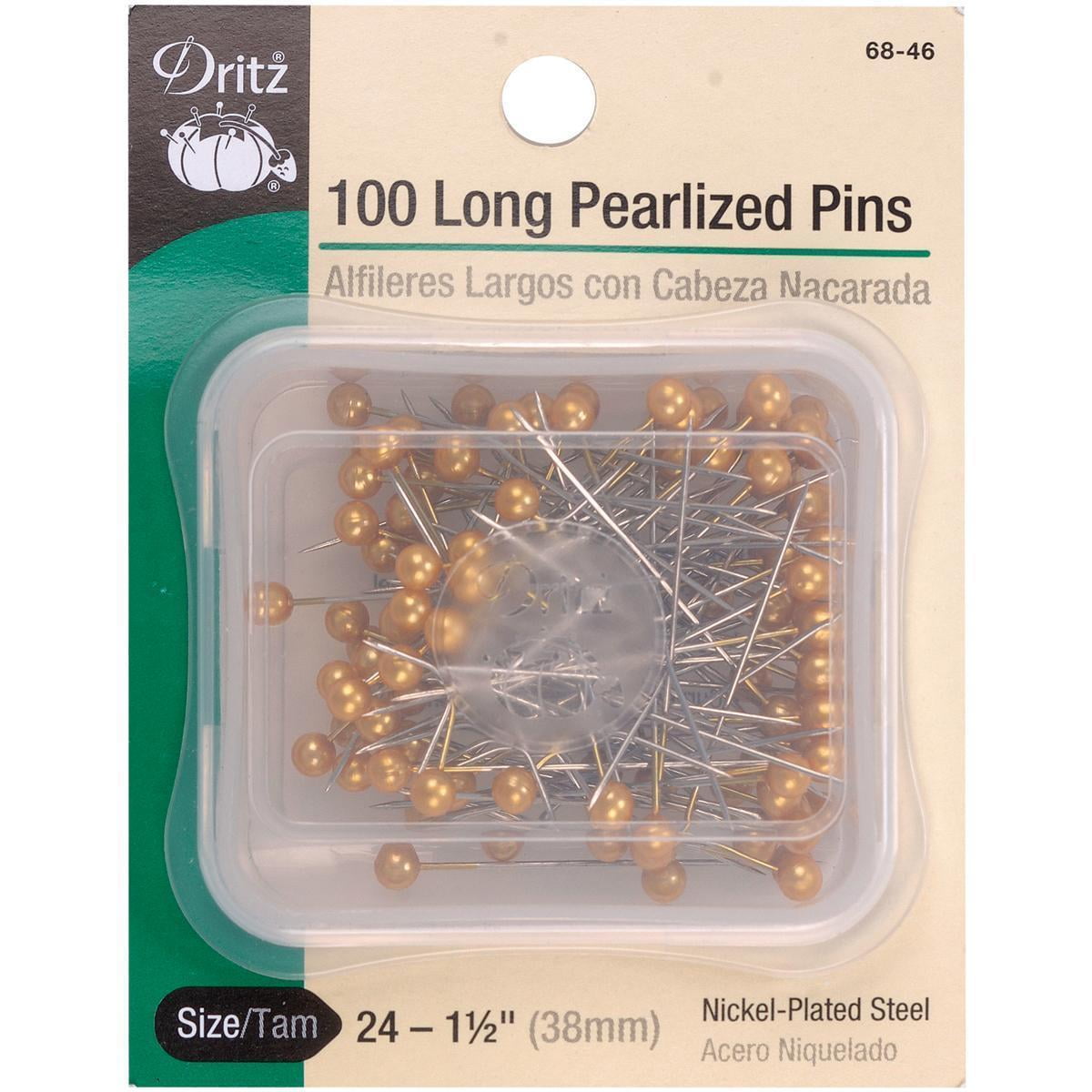 Dritz Long Pearlized Pins - Gold Size 24 1-1/2 100/Pkg - Walmart.com