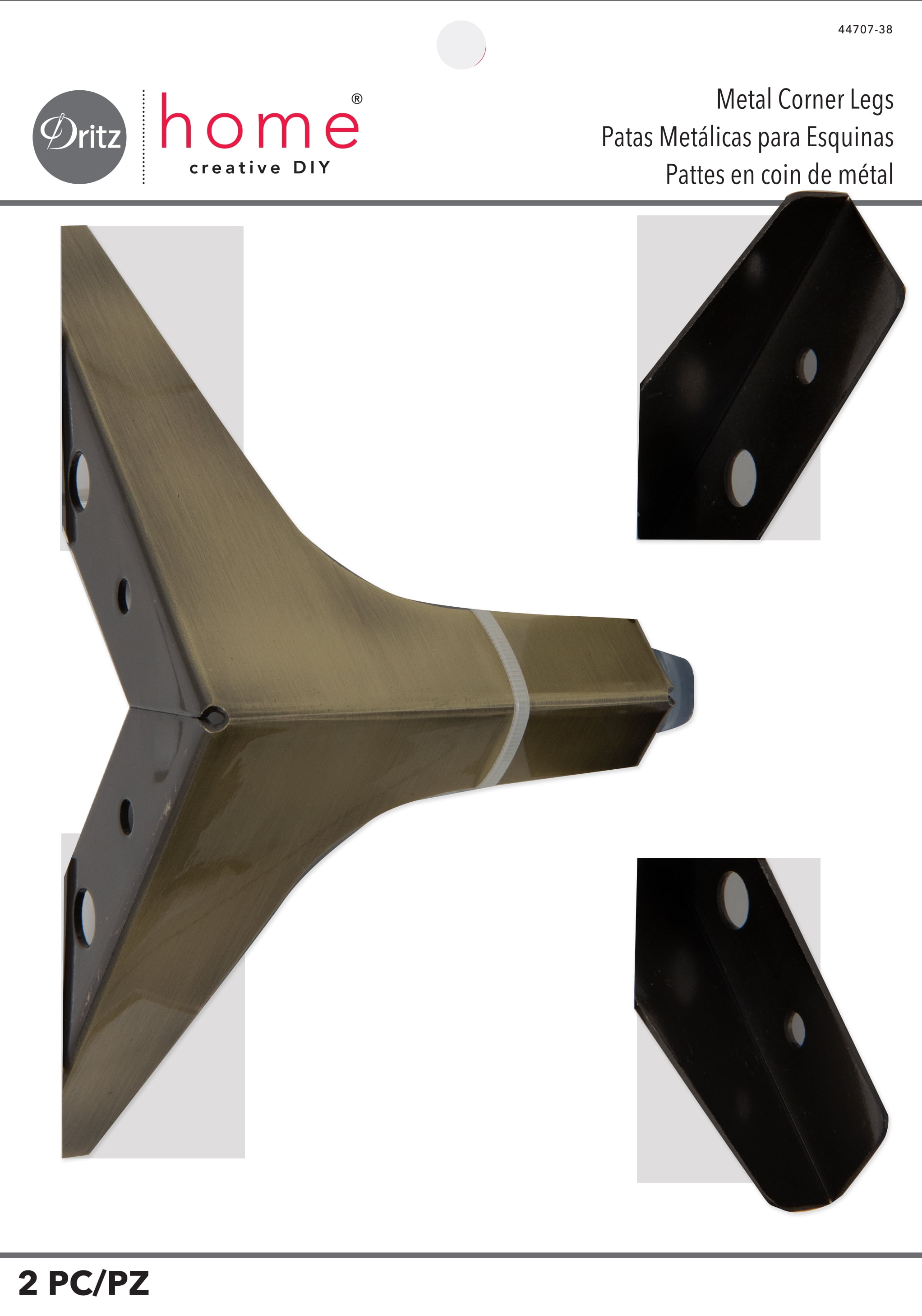 Dritz Metal Corner Legs, Antique Brass, 2 Pc - Walmart.com