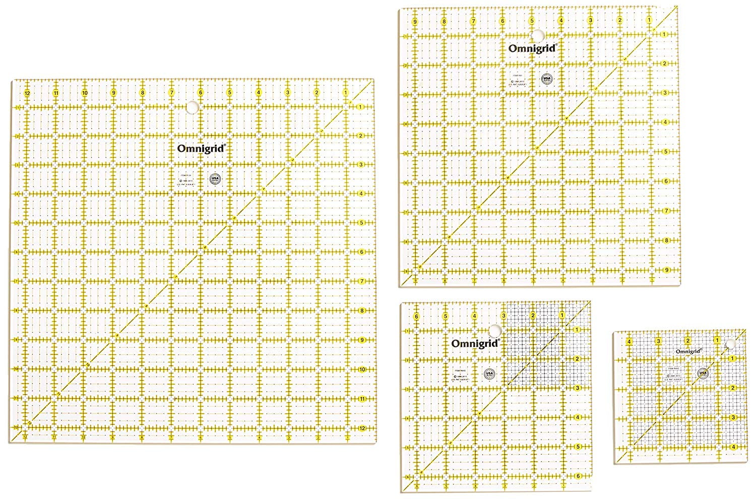 Dritz Omnigrid Acrylic Quilting Ruler Value Pack, 4 Count for Cutting ...