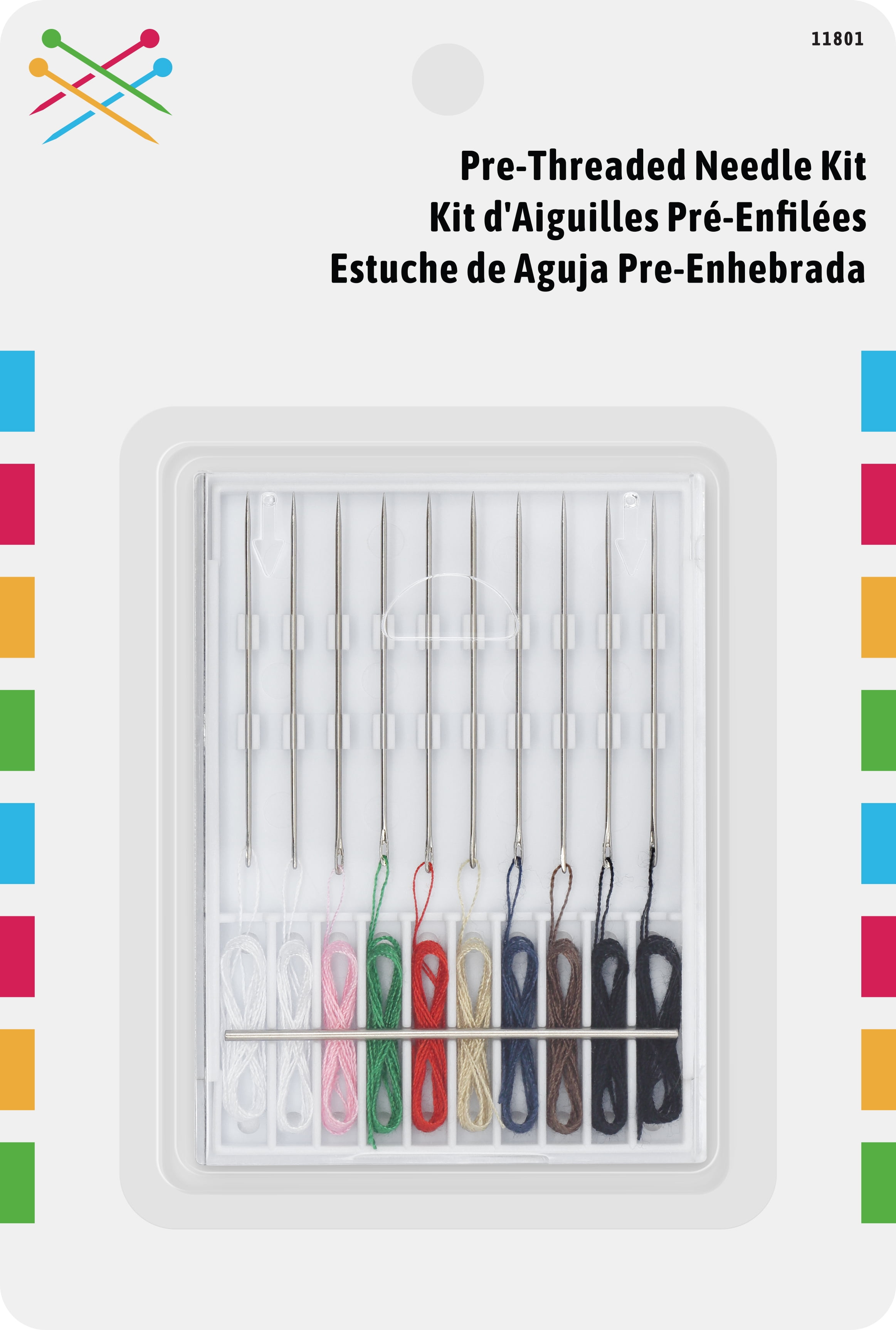 Pre-Threaded Needle Kit, Assorted Colors in Case - Walmart.com