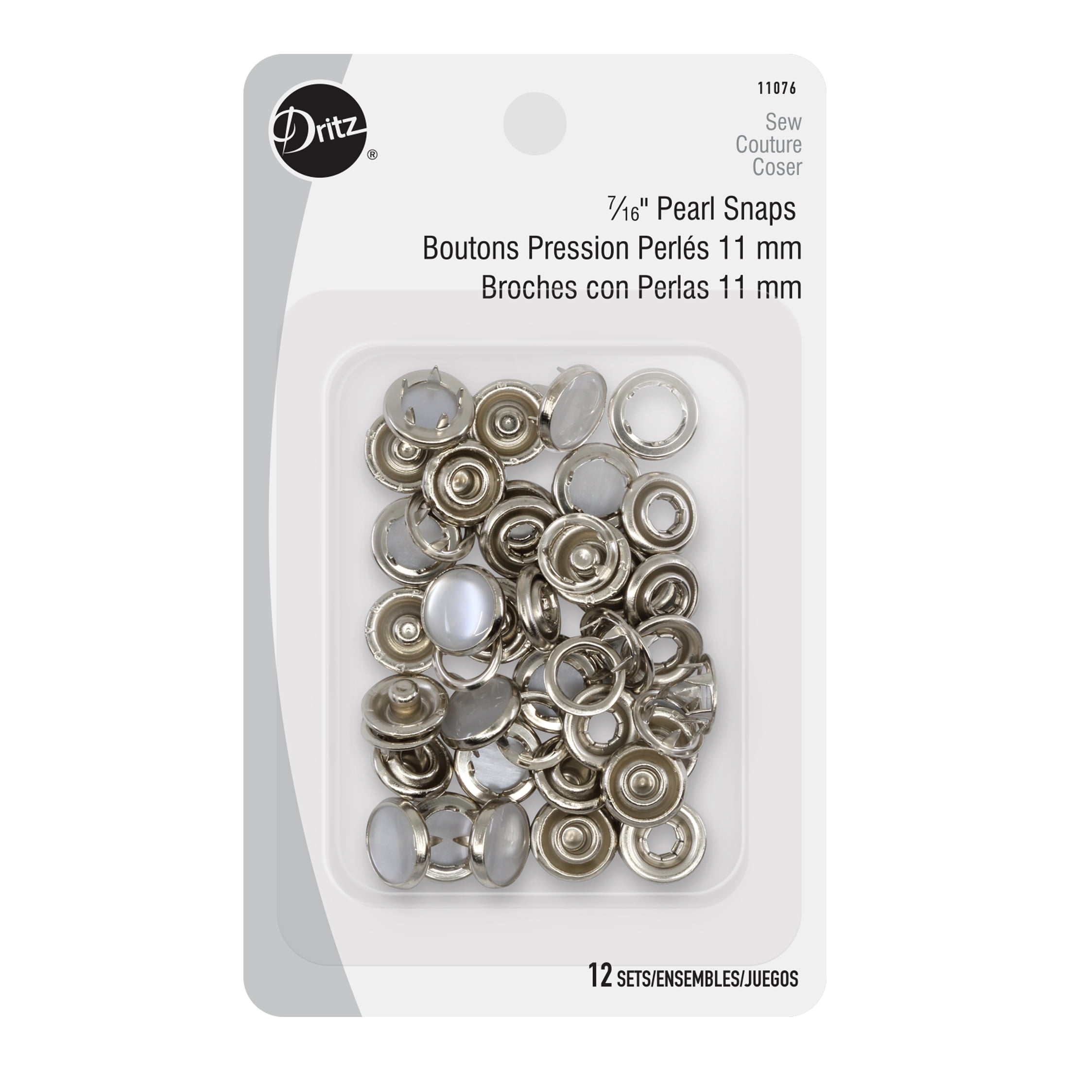 Dritz Pearl Snap Fasteners Size 16 Sewing Fasteners (12 Pack) - Walmart.com
