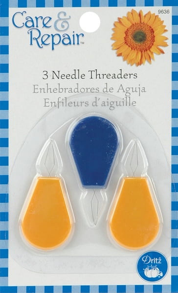 Dritz Care & Repair Plastic Needle Threaders 3/Pkg-Blue & Yellow ...