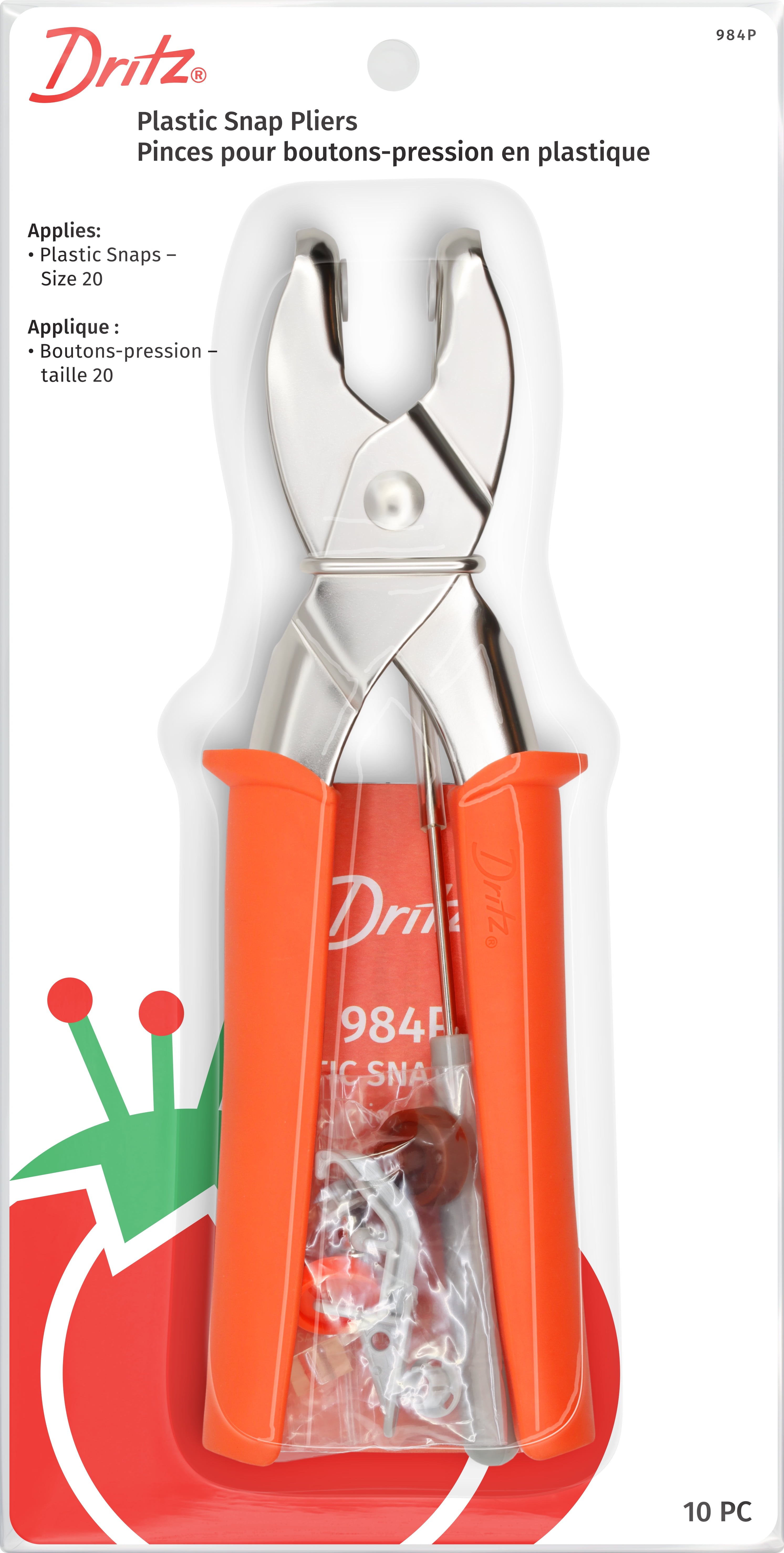 Dritz Plastic Snap Pliers with Tools for Size 20 Snaps, Orange ...