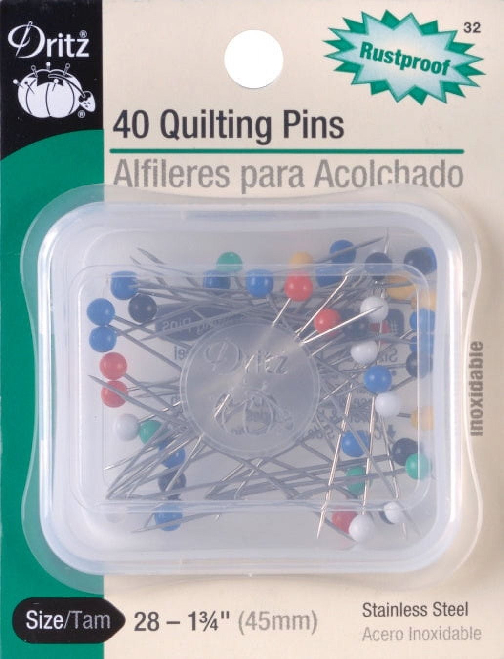 Dritz Quilting Pins 1-3/4" 40/Pkg-Size 28 - Walmart.com