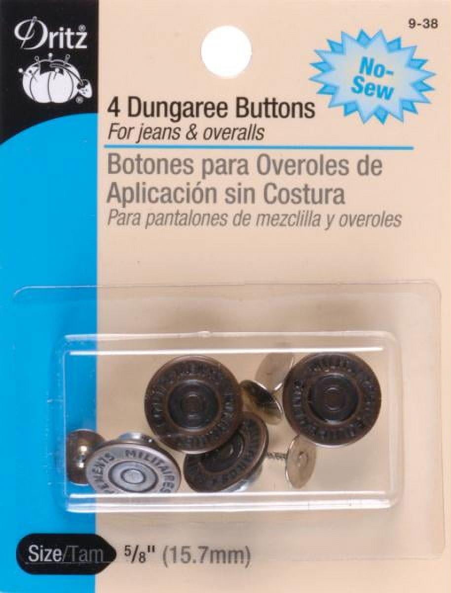 Dritz(R) No-Sew Dungaree Buttons - Antique Brass Multi-Colored ...