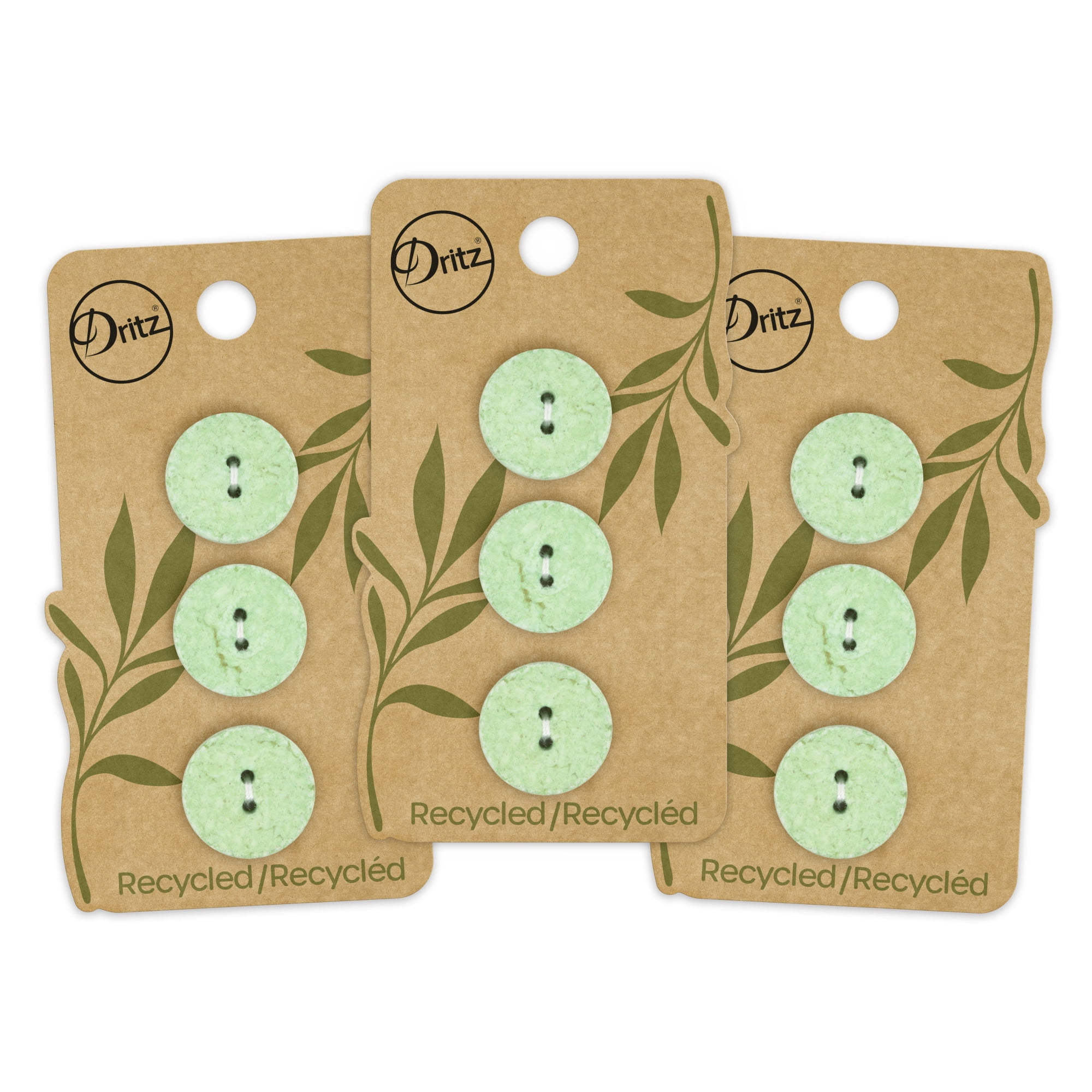 Dritz Recycled Cotton Round Button, 18mm, Light Green, 3 Pack (9 Count ...