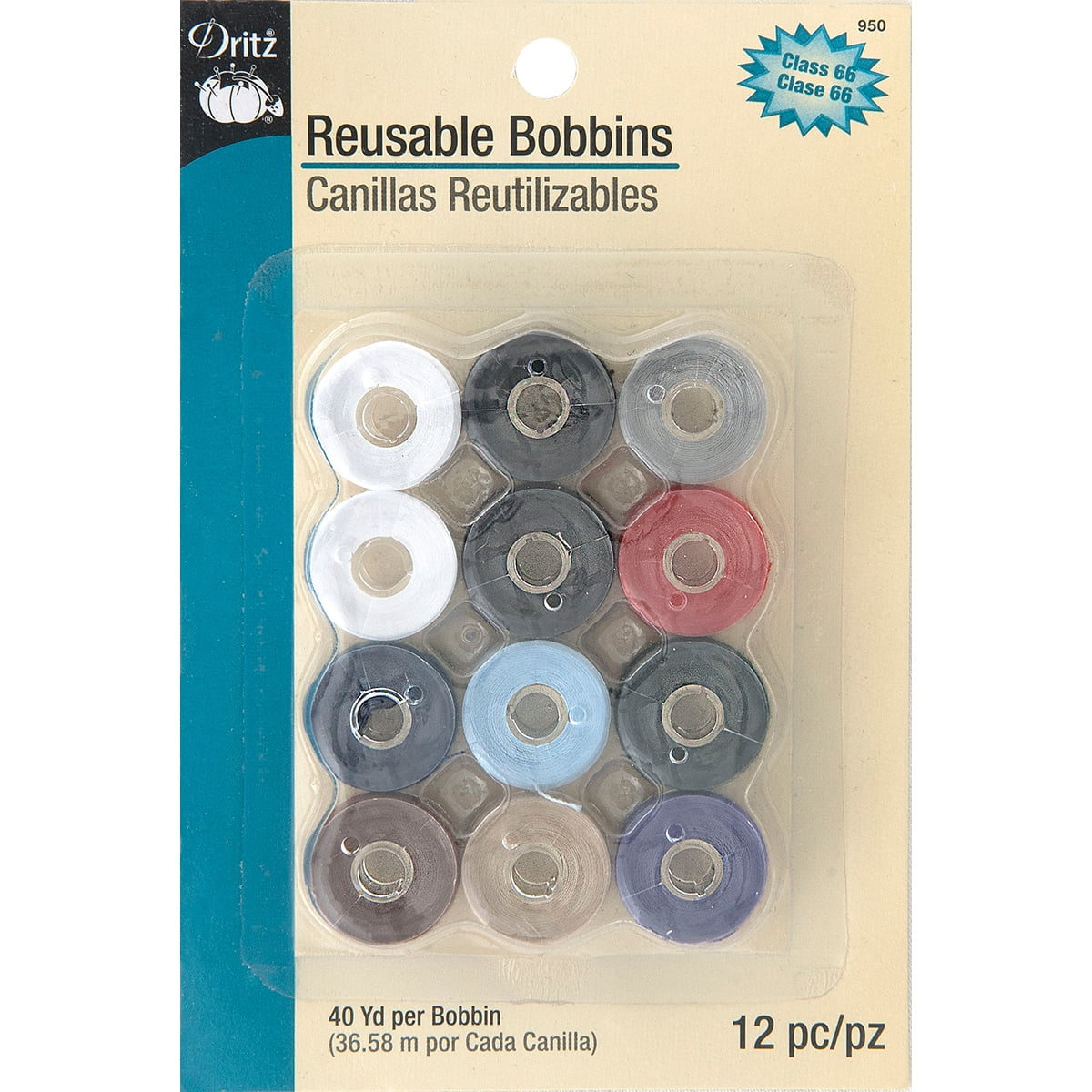 Dritz Reusable Plastic Bobbins Pre-Threaded 12/Pkg - Walmart.com