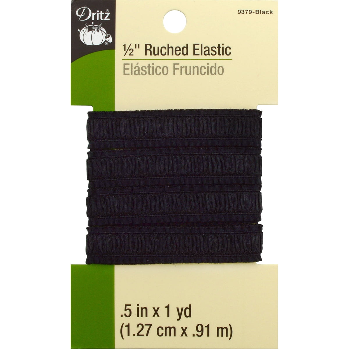 Dritz Ruched Woven Elastic 1/2"X1yd-Black - Walmart.com