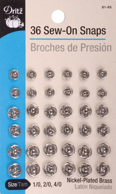 Dritz Clothing Fasteners, Sew-On Snaps, Nickel-Plated Brass, Sizes 1,2 ...