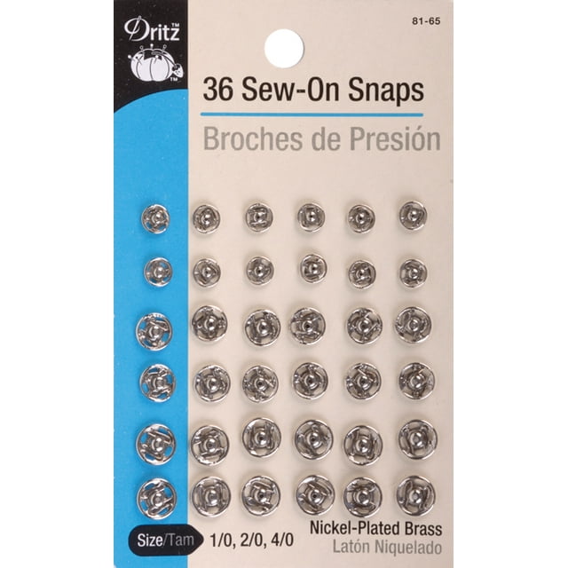 Dritz Clothing Fasteners, Sew-On Snaps, Nickel-Plated Brass, Sizes 1,2 ...