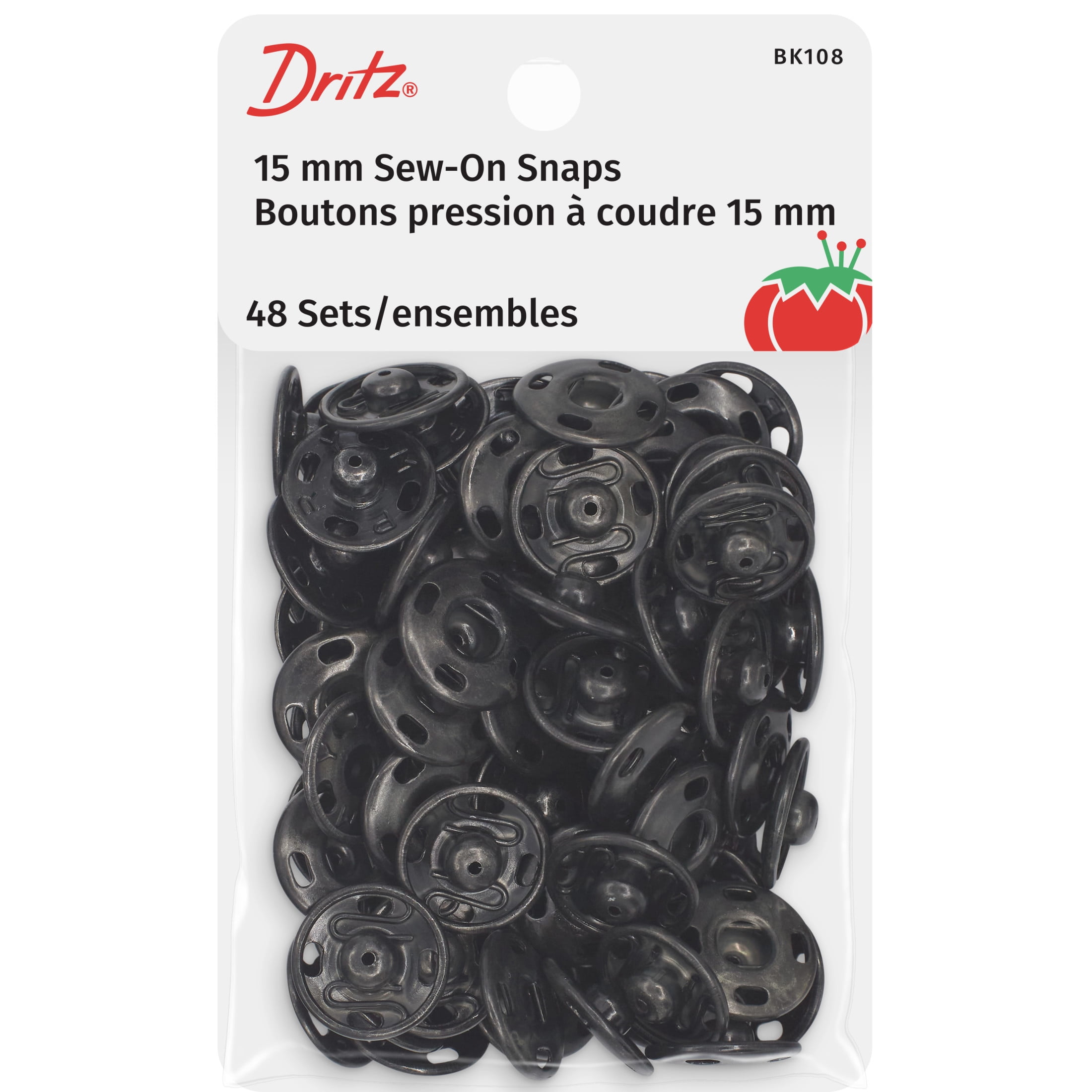 Dritz Sew-On Snaps, 5/8", Black, 48 Sets - Walmart.com
