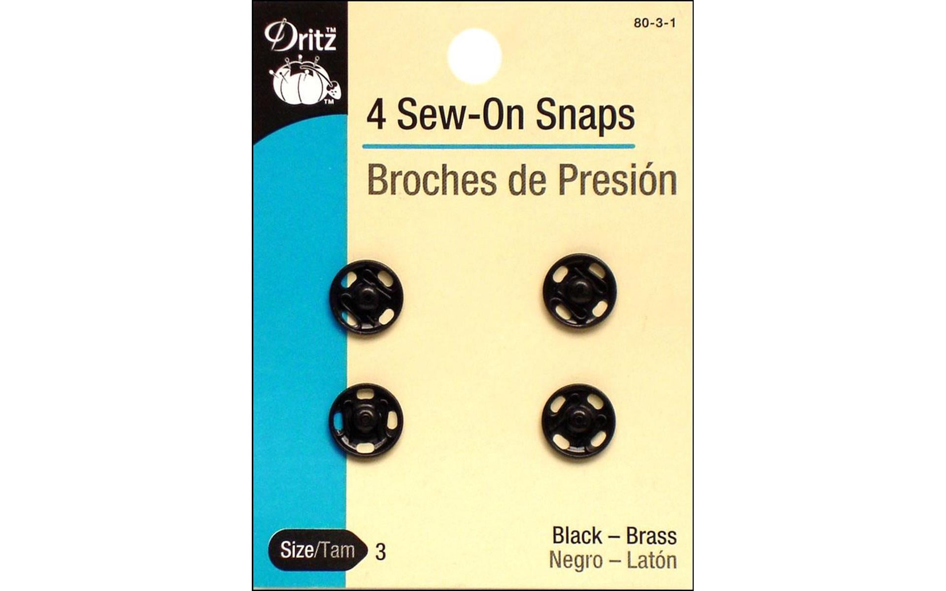Dritz Sew on Snaps 3 Black 4pc - Walmart.com
