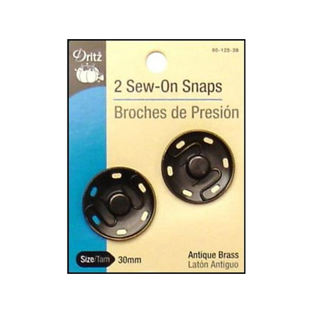 Dritz Sew on Snaps 30mm 2pc Antique Brass - Walmart.com