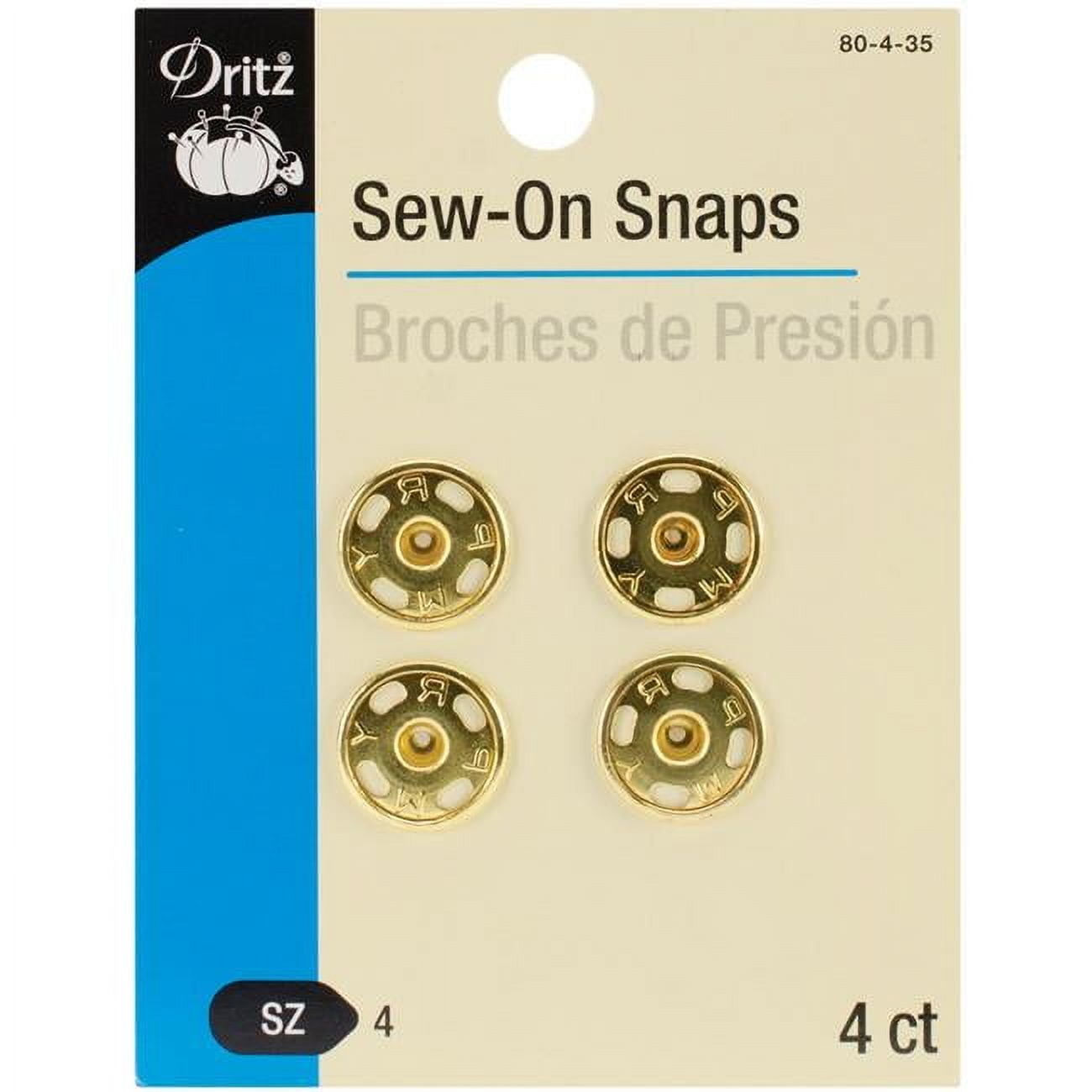 Dritz Sew-On Snaps 4/Pkg-Gold Size 4 - Walmart.com