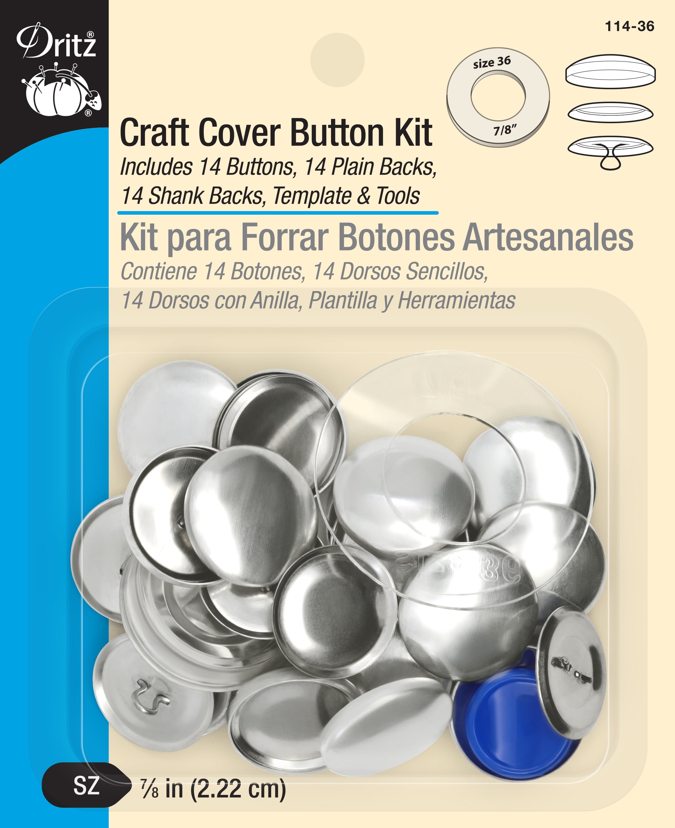 Dritz Craft Cover Button Kits W/Tools-Size 36 14/Pkg - Walmart.com