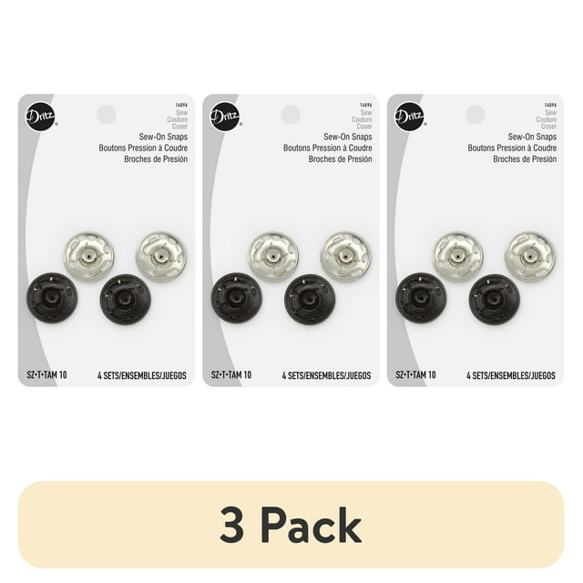 (3 pack) Dritz Size 10 Sew-On Snaps for sewing, clothing repair, and ...
