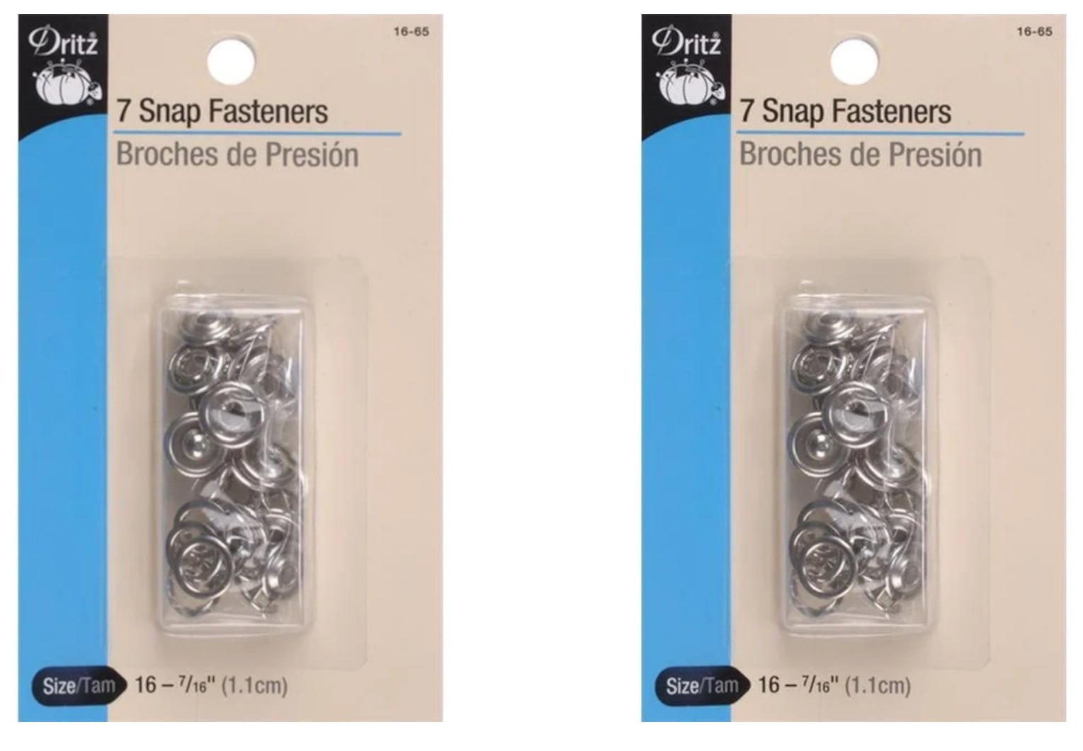 Dritz Size 16 4-Part 7/16" 11mm Silver Nickel Snap Fasteners, 7/pkg, 2 ...