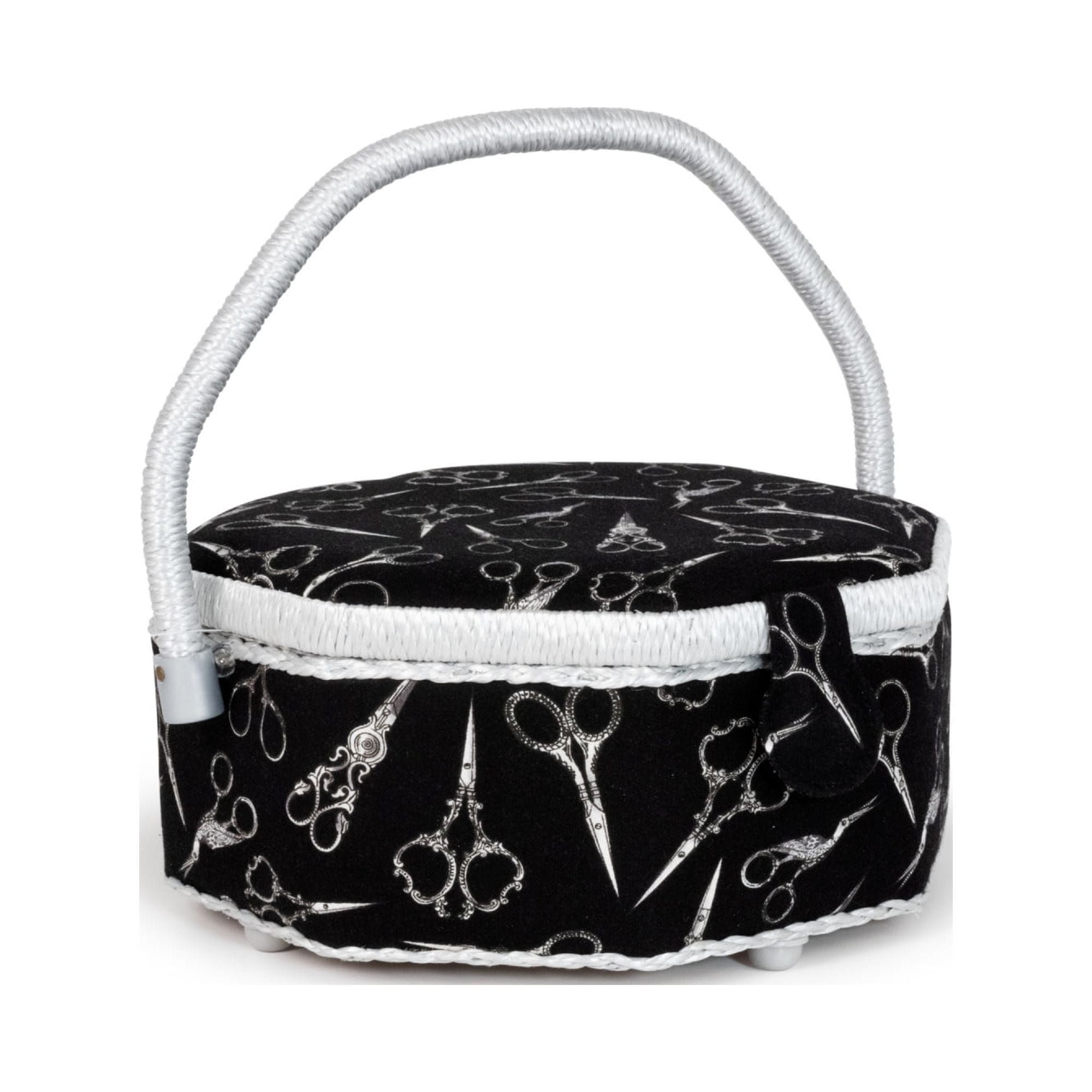 Dritz Small Octagon Sewing Basket, Black Scissor Print - Walmart.com