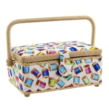 Dritz Large Sewing Basket Kit, Aqua Dots - Walmart.com