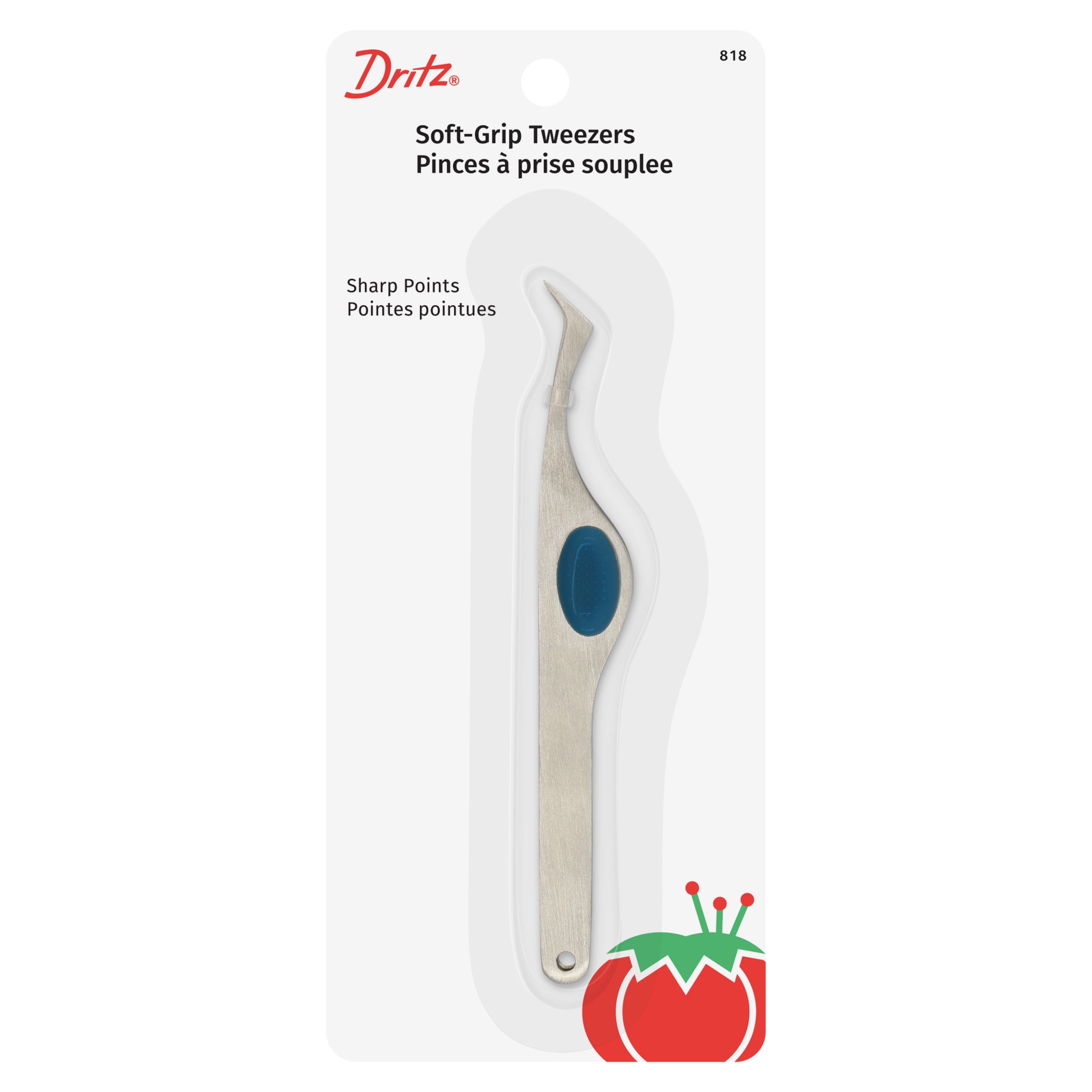 Dritz 4" Soft Grip Tweezers, Sharp Points, Silver - Walmart.com
