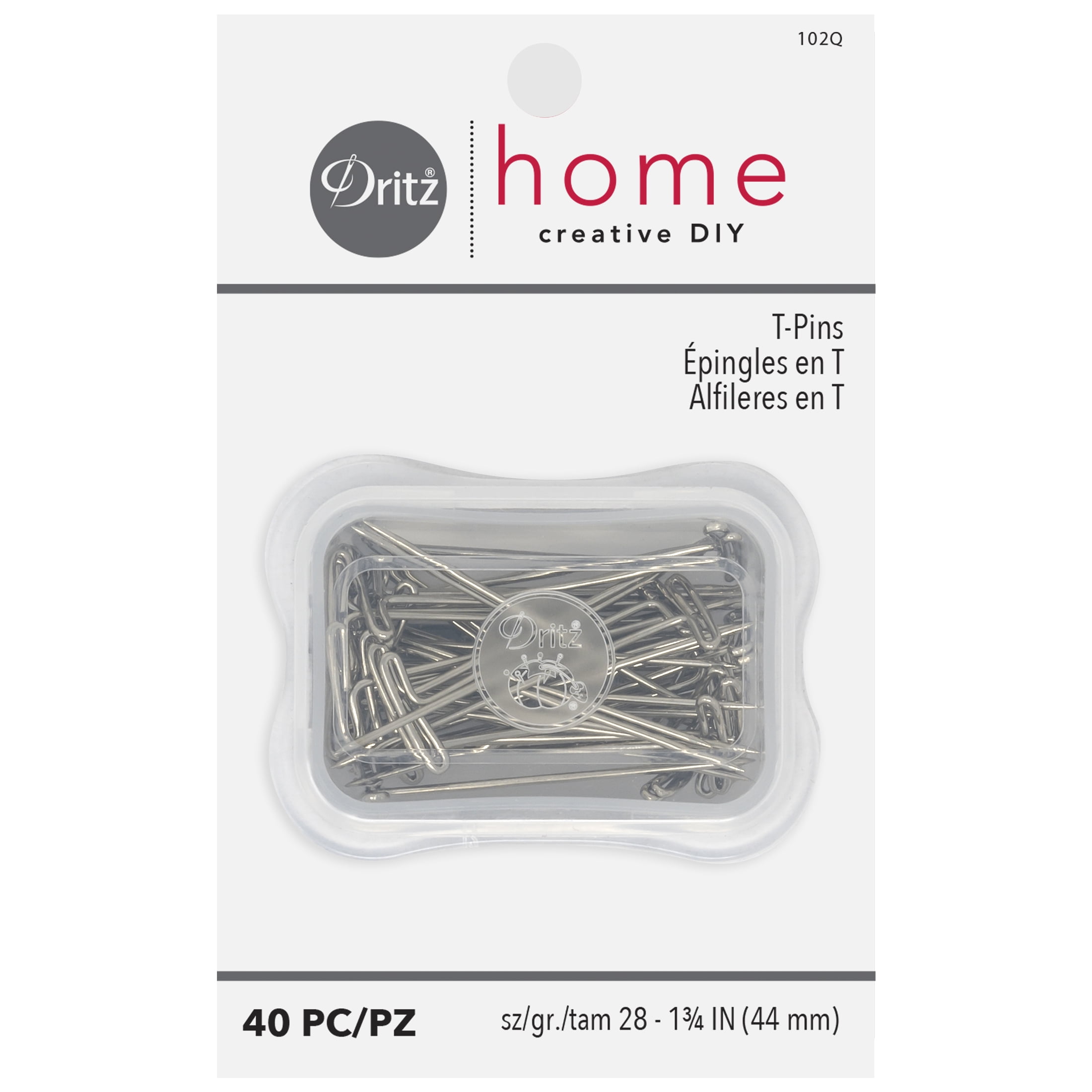 Dritz 1-3/4" T-Pins, 40 Count , Nickel-Plated Steel - Walmart.com