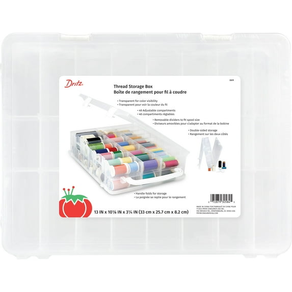 Dritz Thread Storage Box, Holds 48 Spools, Double-Sided, Transparent ...