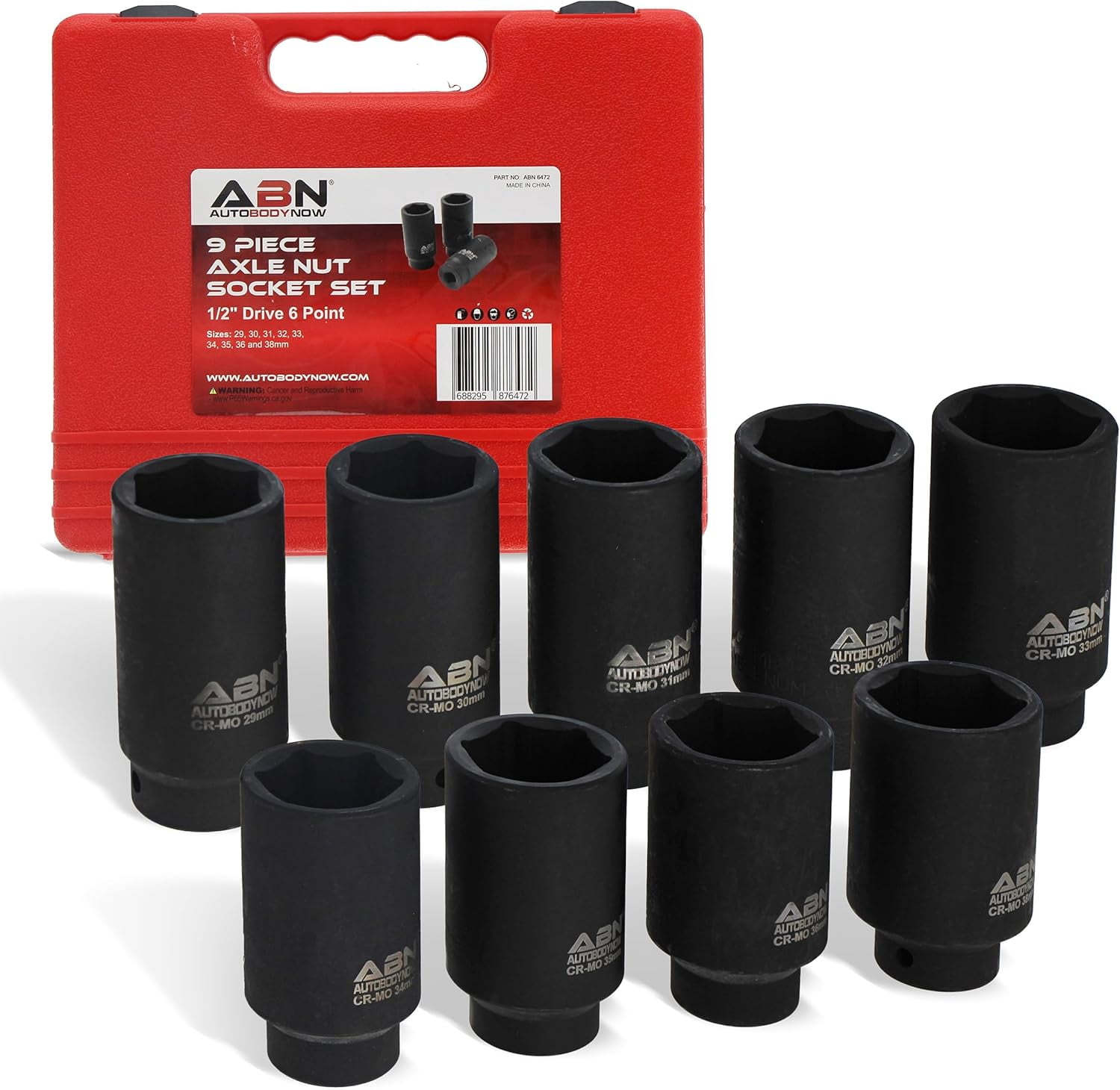 Drive 6 Point Spindle Thin Wall Axle Nut Socket 9-Piece Metric Set ...
