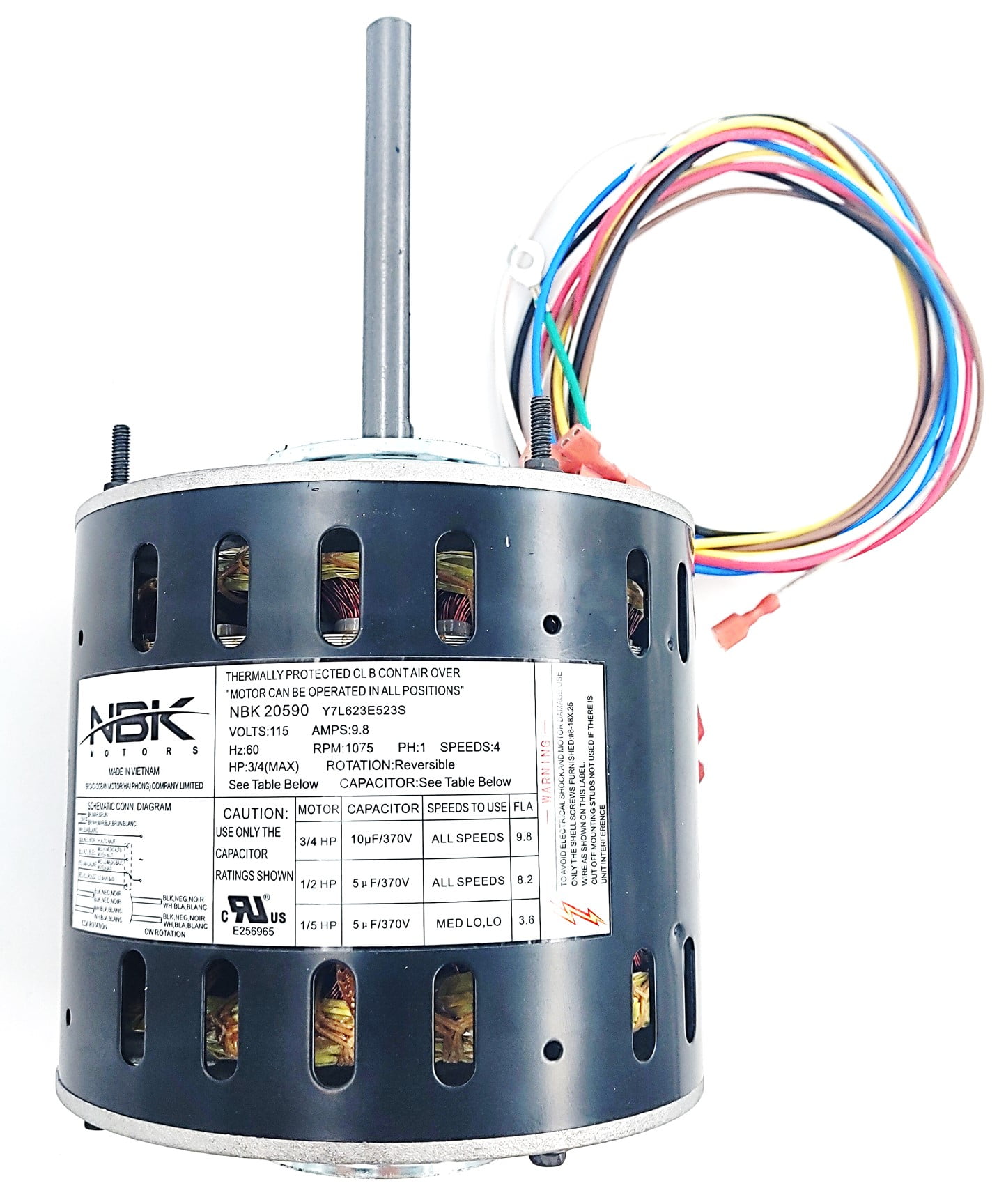 Drive Blower Motor 115V, 1075 RPM, 3/4-1/5 HP NBK Parts 20590 - Walmart ...