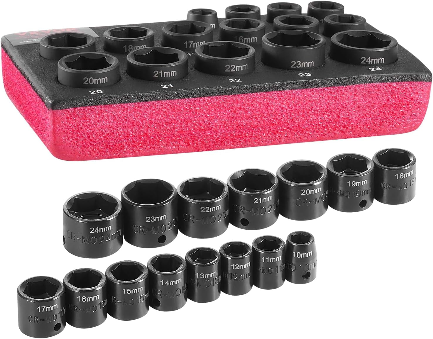 Drive Impact Socket Set 3/8" - 15 Piece Ultra-Short Socket Set Metric ...