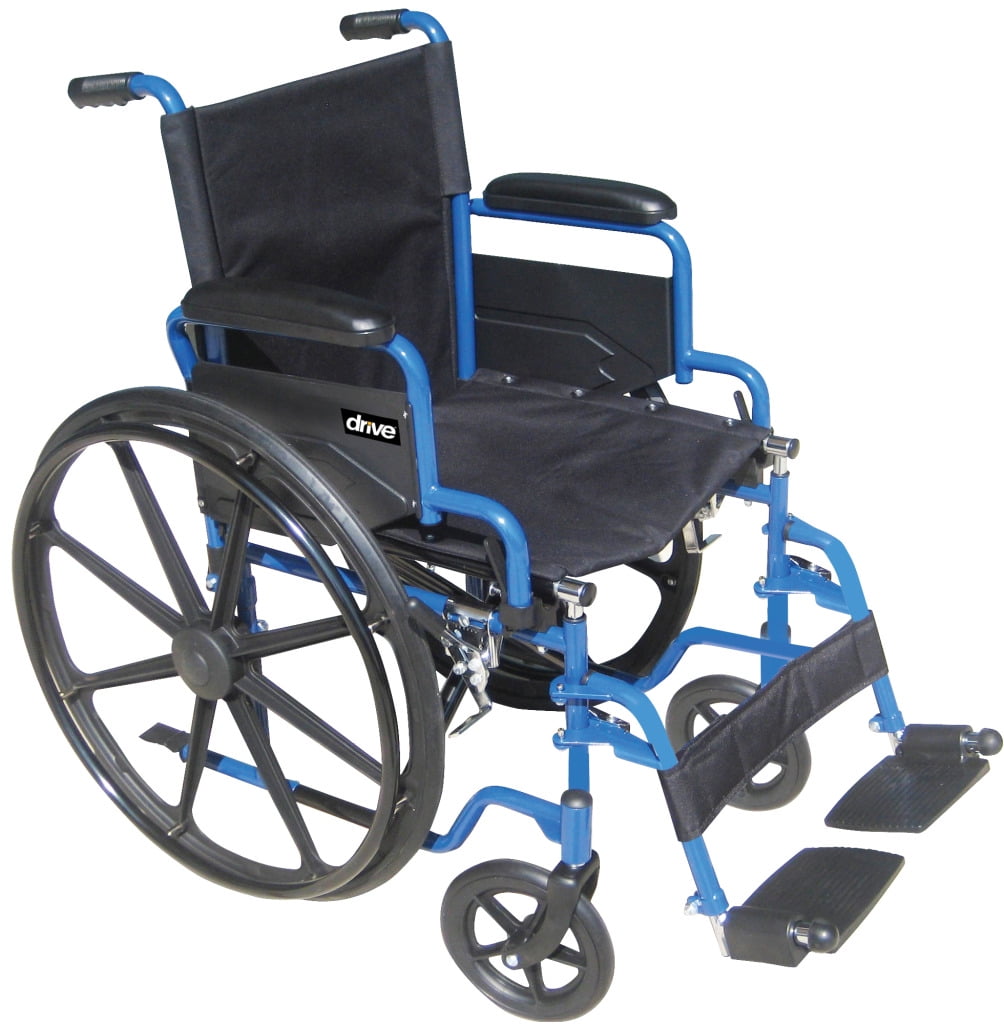"Drive Medical Blue Streak Manual Transport Chair, Wide Seat, Flip Back ...