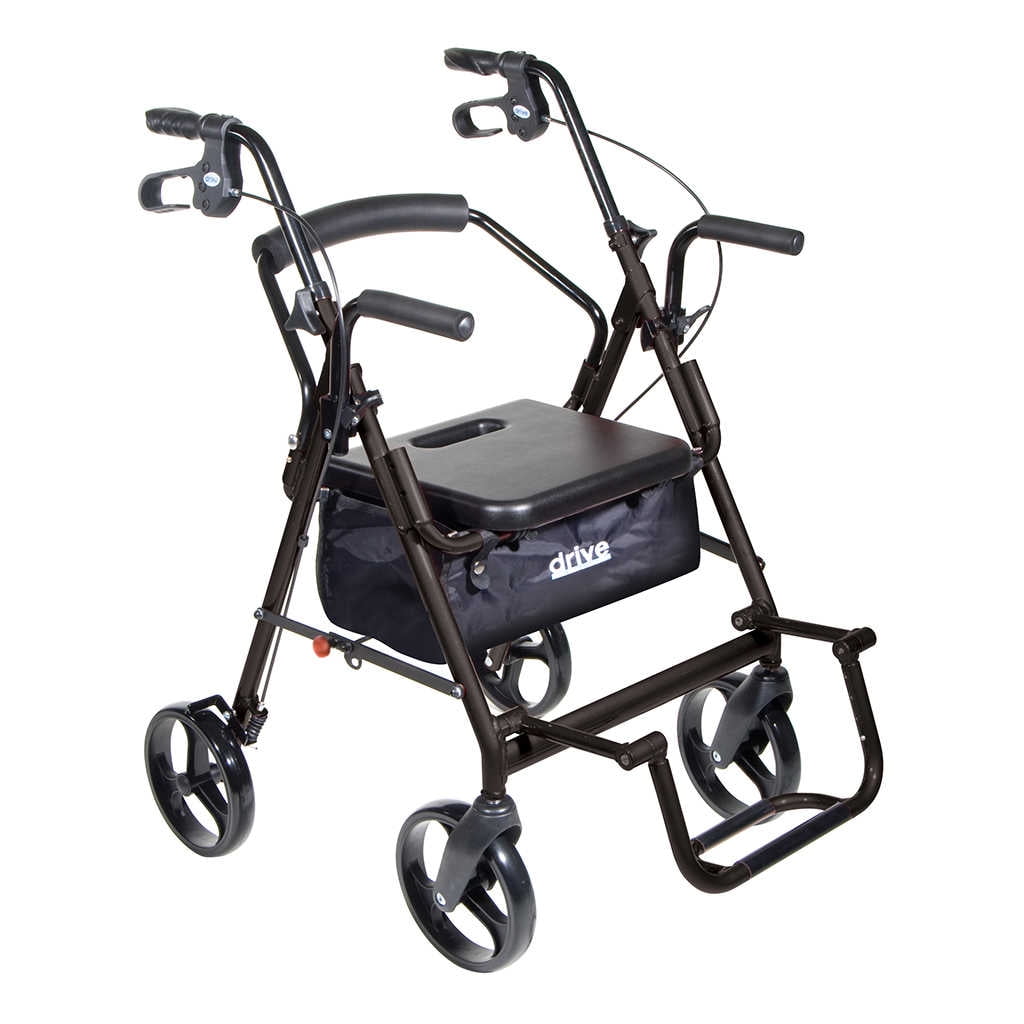 Drive Medical Duet Dual Function Transport Wheelchair Rollator Rolling ...
