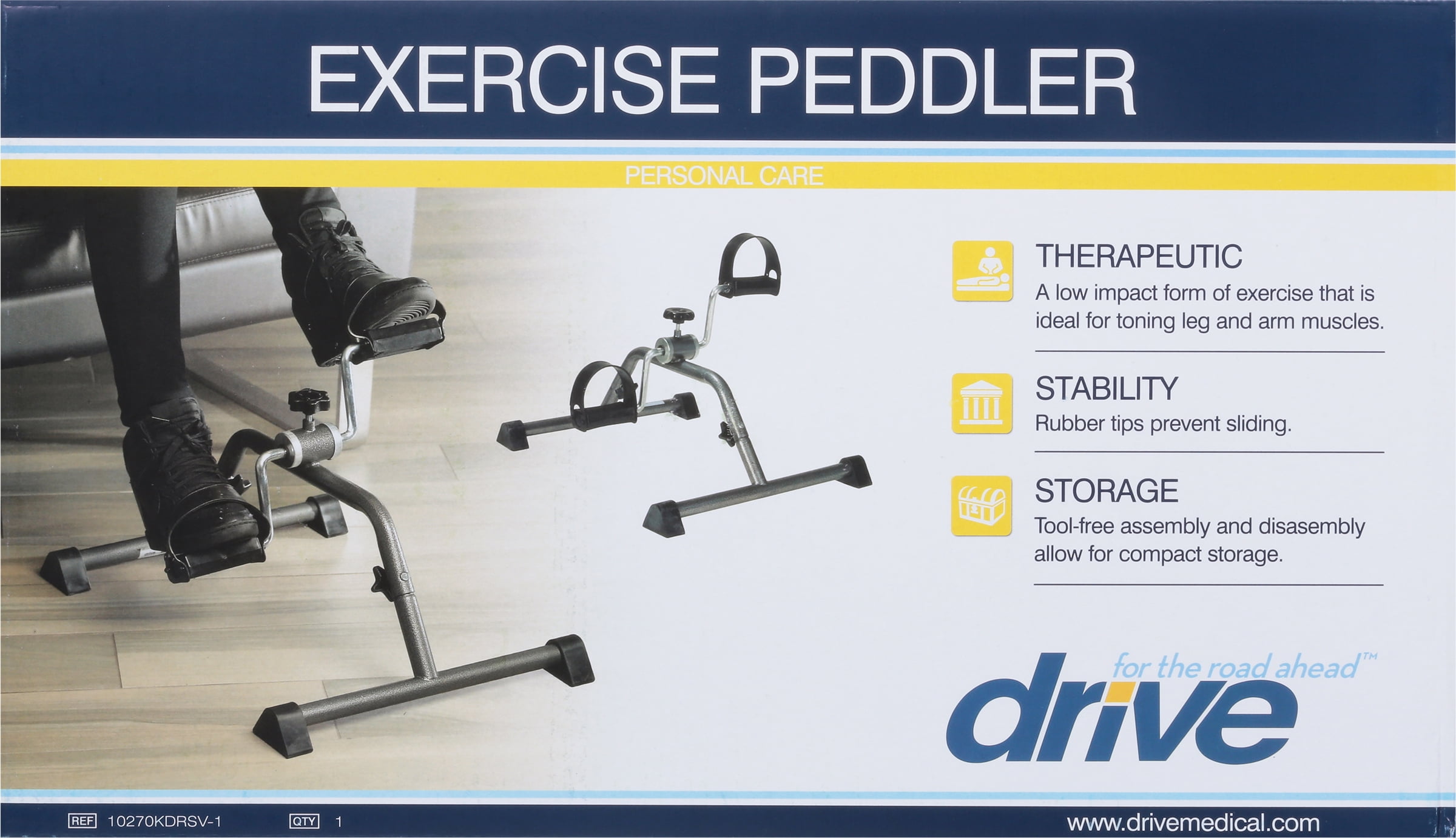 Drive Medical Exercise Peddler with Attractive Silver Vein Finish ...